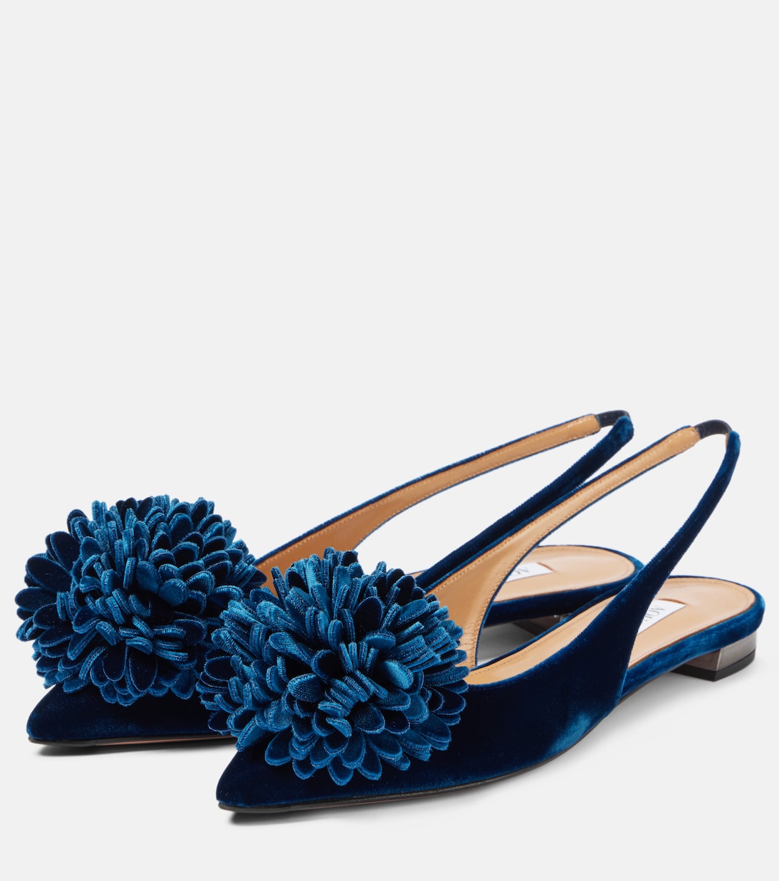 Couturier velvet slingback flats in blue - Aquazzura | Mytheresa
