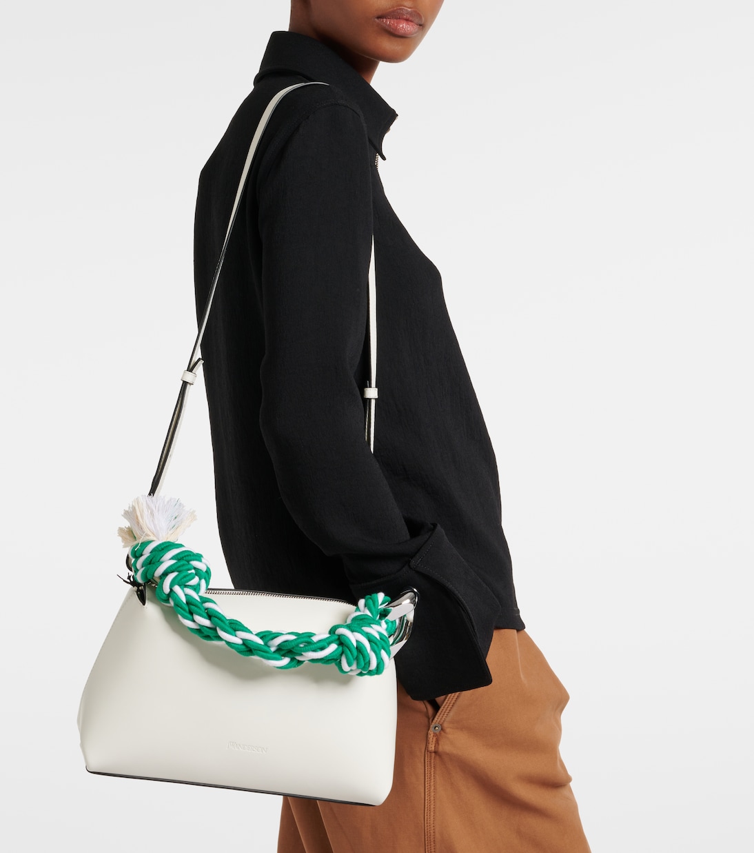 Corner leather shoulder bag in white - JW Anderson | Mytheresa