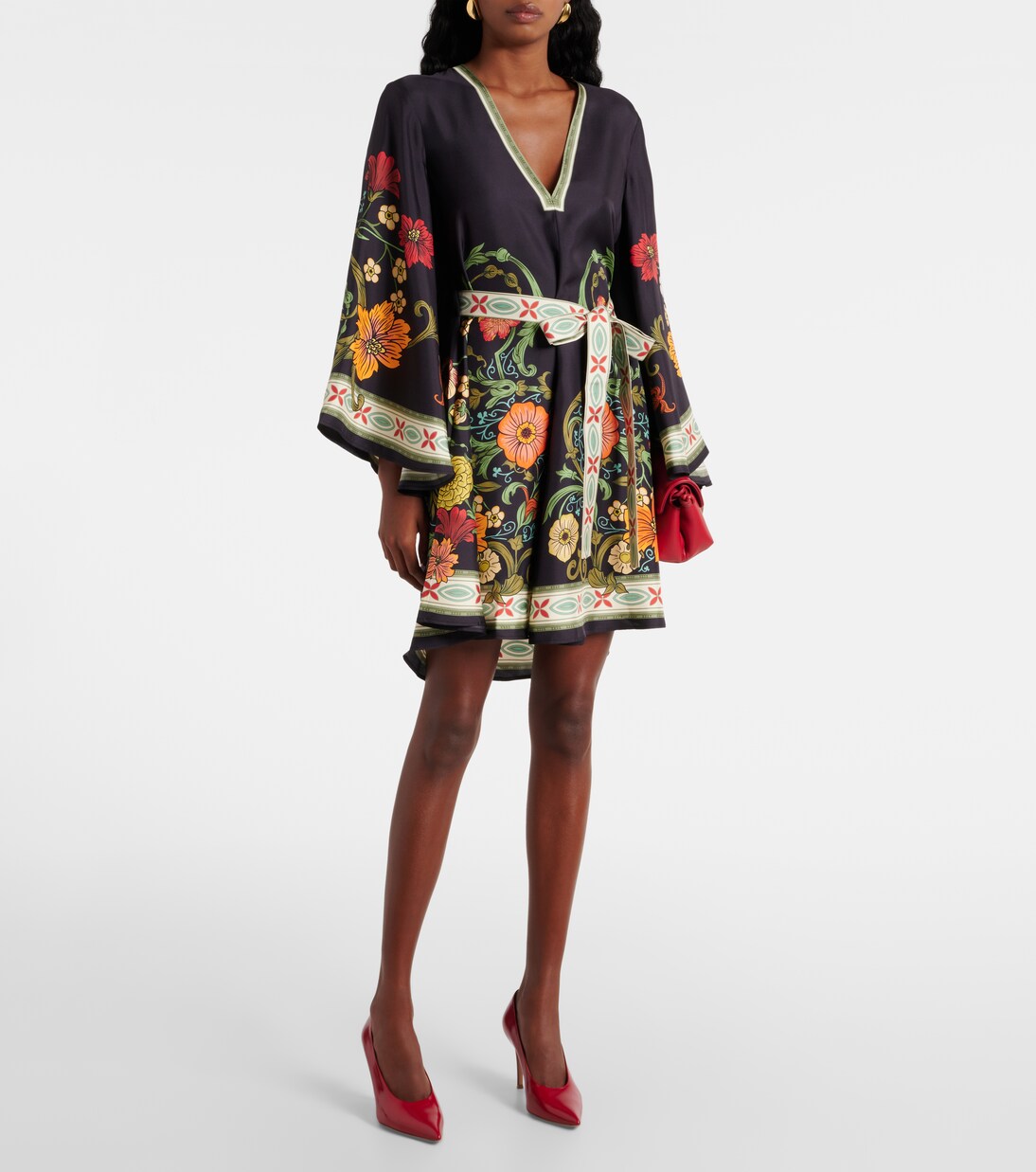 Caftán Mini Magnifico de seda floral en multicolor - La Double J ...
