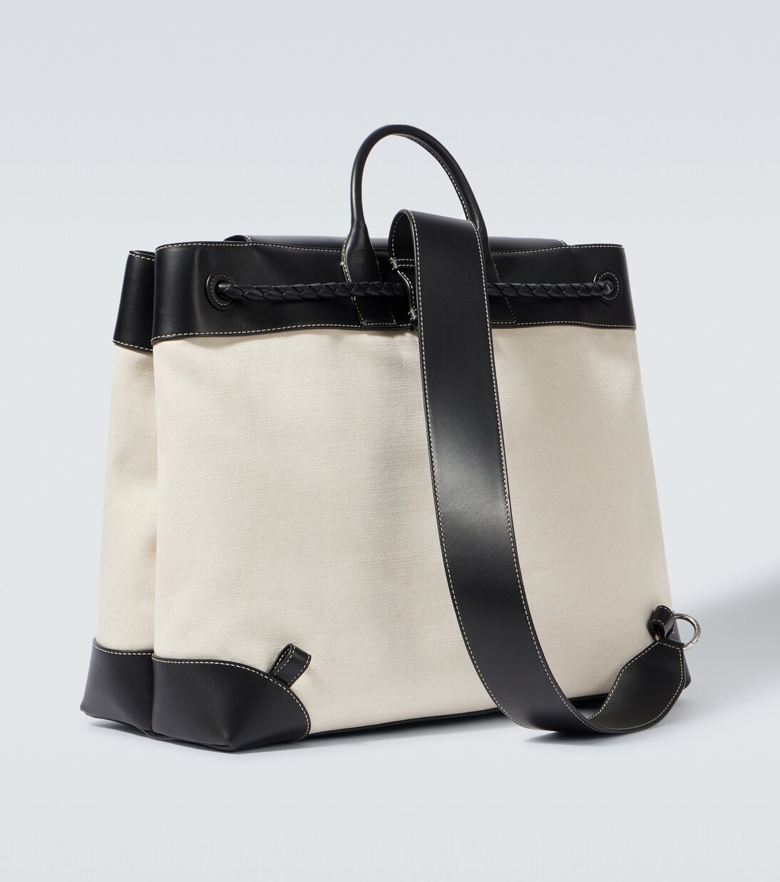 Andiamo Large canvas and leather backpack in neutrals - Bottega Veneta ...