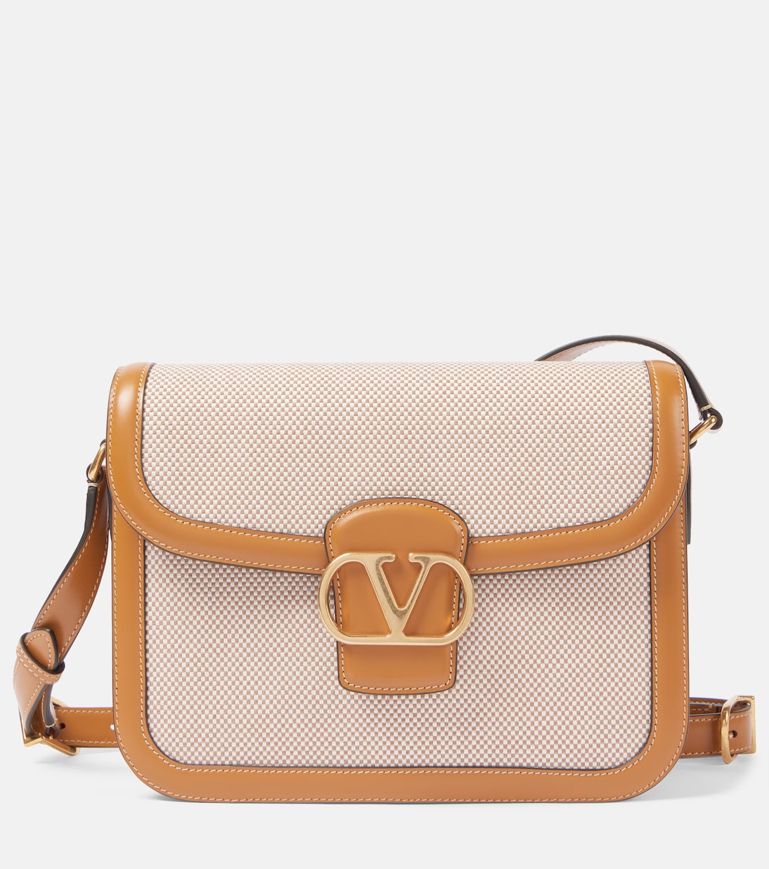 9to5 VLogo Signature canvas shoulder bag in neutrals - Valentino ...