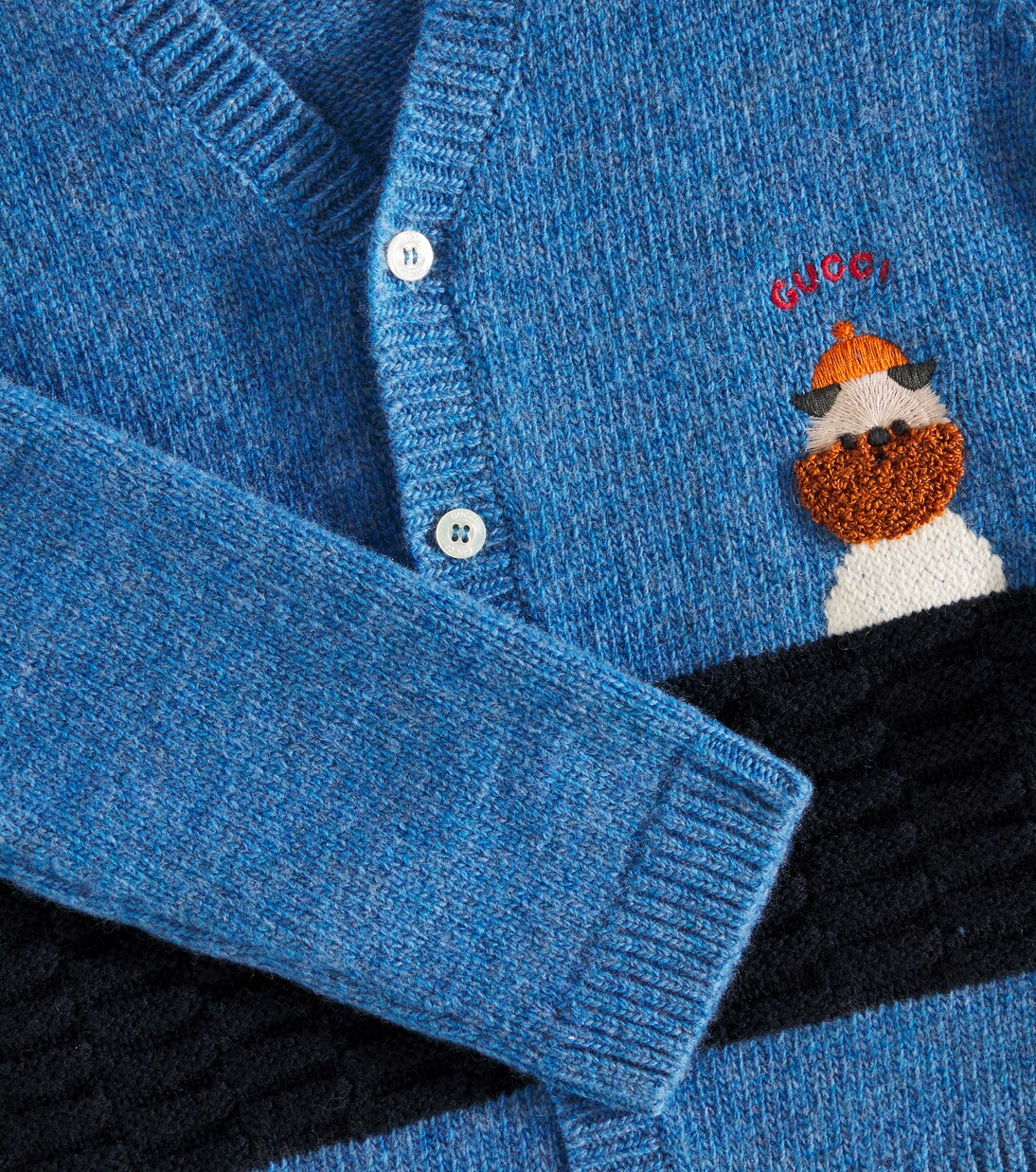 Bebé - cárdigan de lana bordado en azul - Gucci Kids | Mytheresa