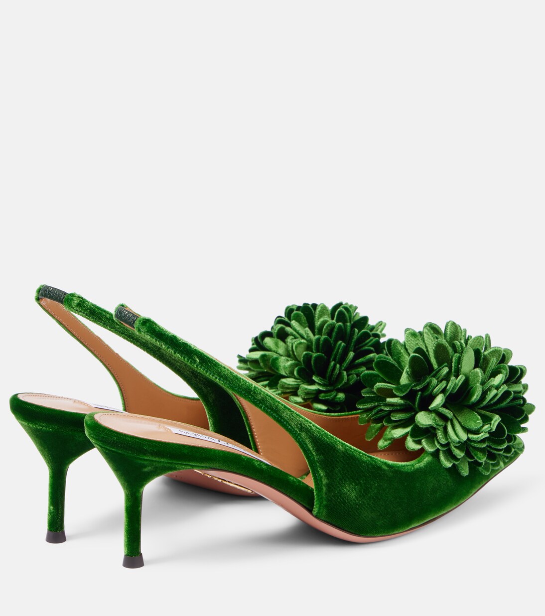 Couturier Sling 65 velvet slingback pumps in green - Aquazzura | Mytheresa