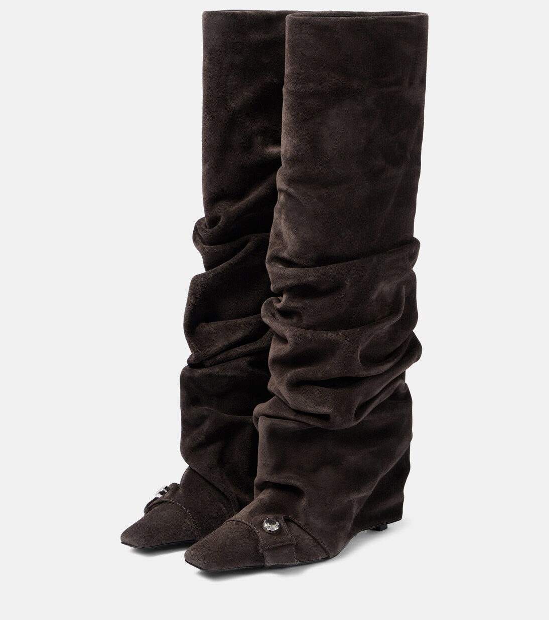 Juno 95 suede knee-high boots in grey - The Attico | Mytheresa