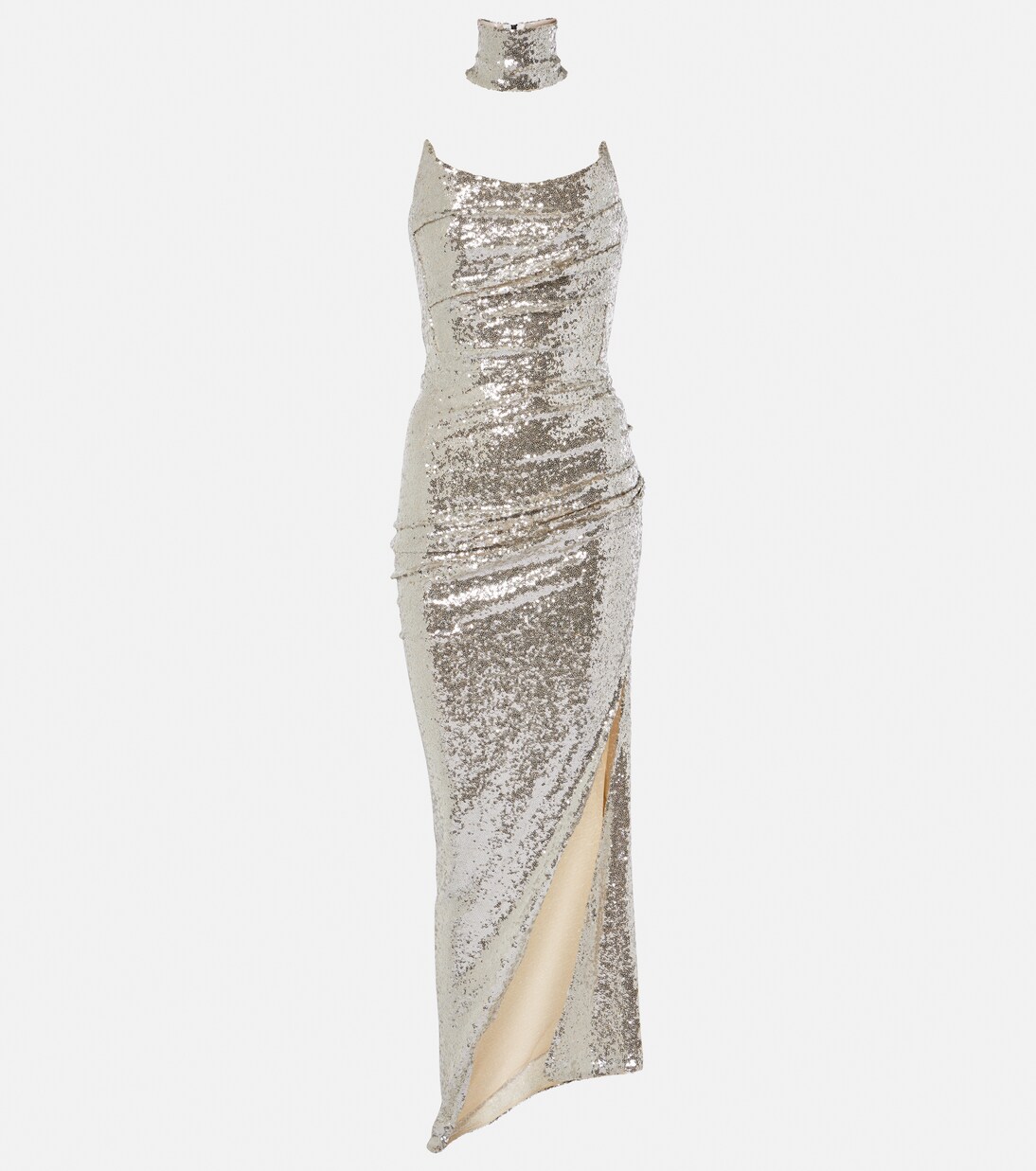 Exhilarate gathered sequined gown in silver - Maticevski | Mytheresa