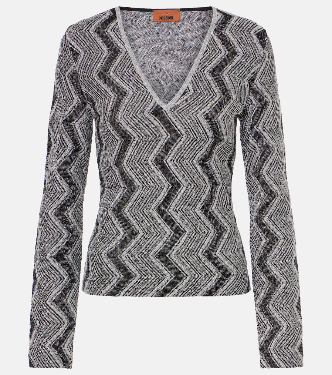 Zig Zag metallic knit sweater in black - Missoni | Mytheresa