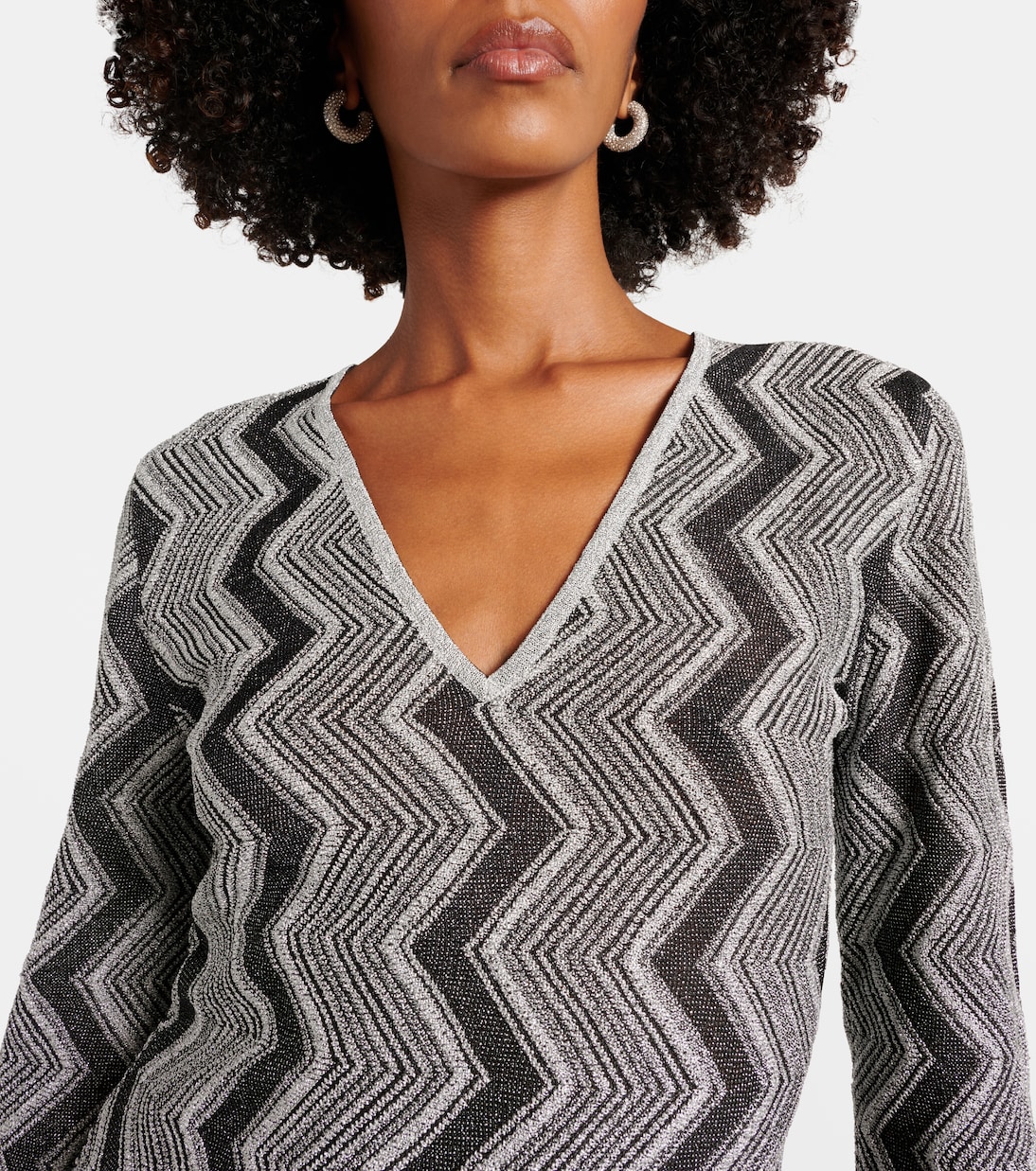 Zig Zag metallic knit sweater in black - Missoni | Mytheresa