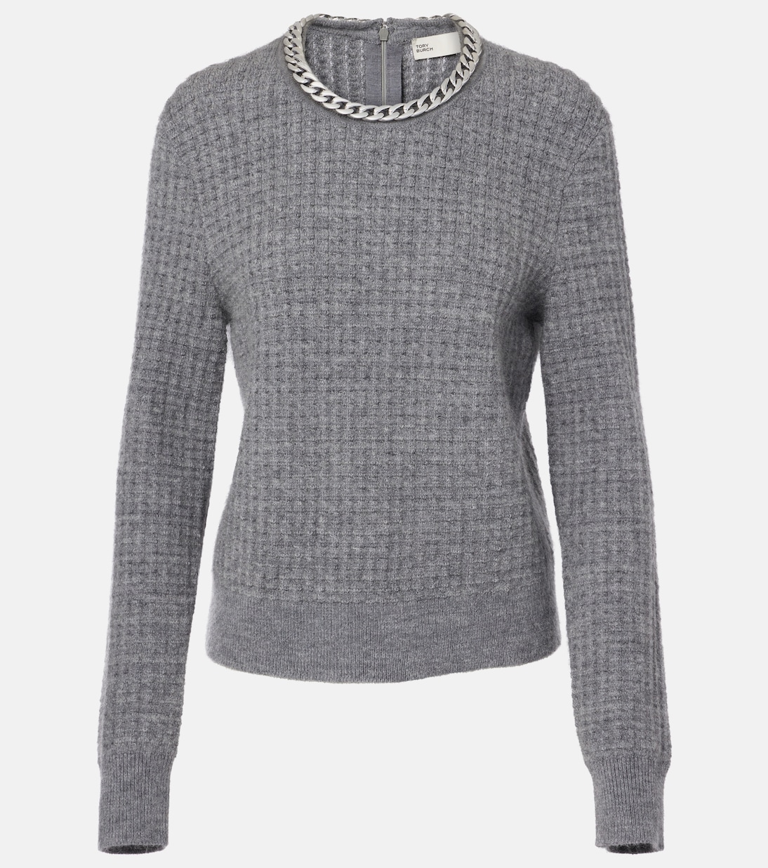 Waffle-knit sweater in grey - Tory Burch | Mytheresa
