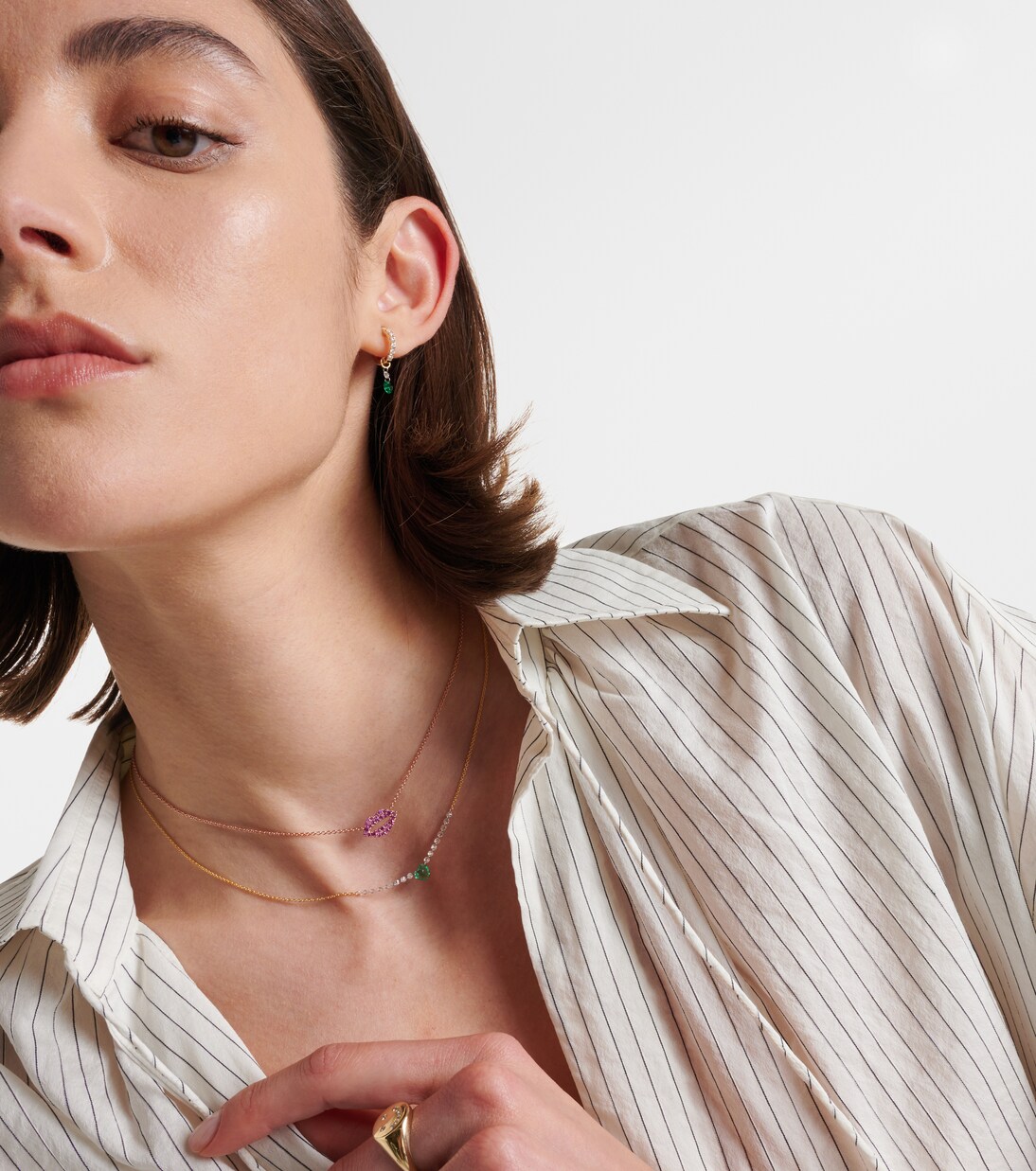 골드 Heart 18kt 골드 다이아몬드 에메랄드 네크리스 - Roxanne First | Mytheresa