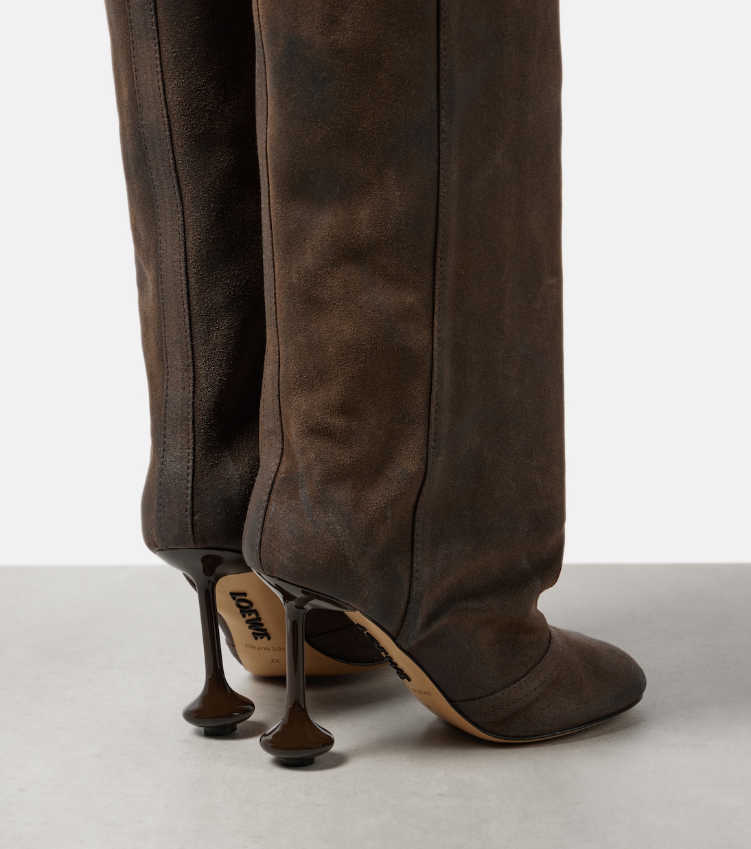 Toy Panta leather over-the-knee boots in grey - Loewe | Mytheresa