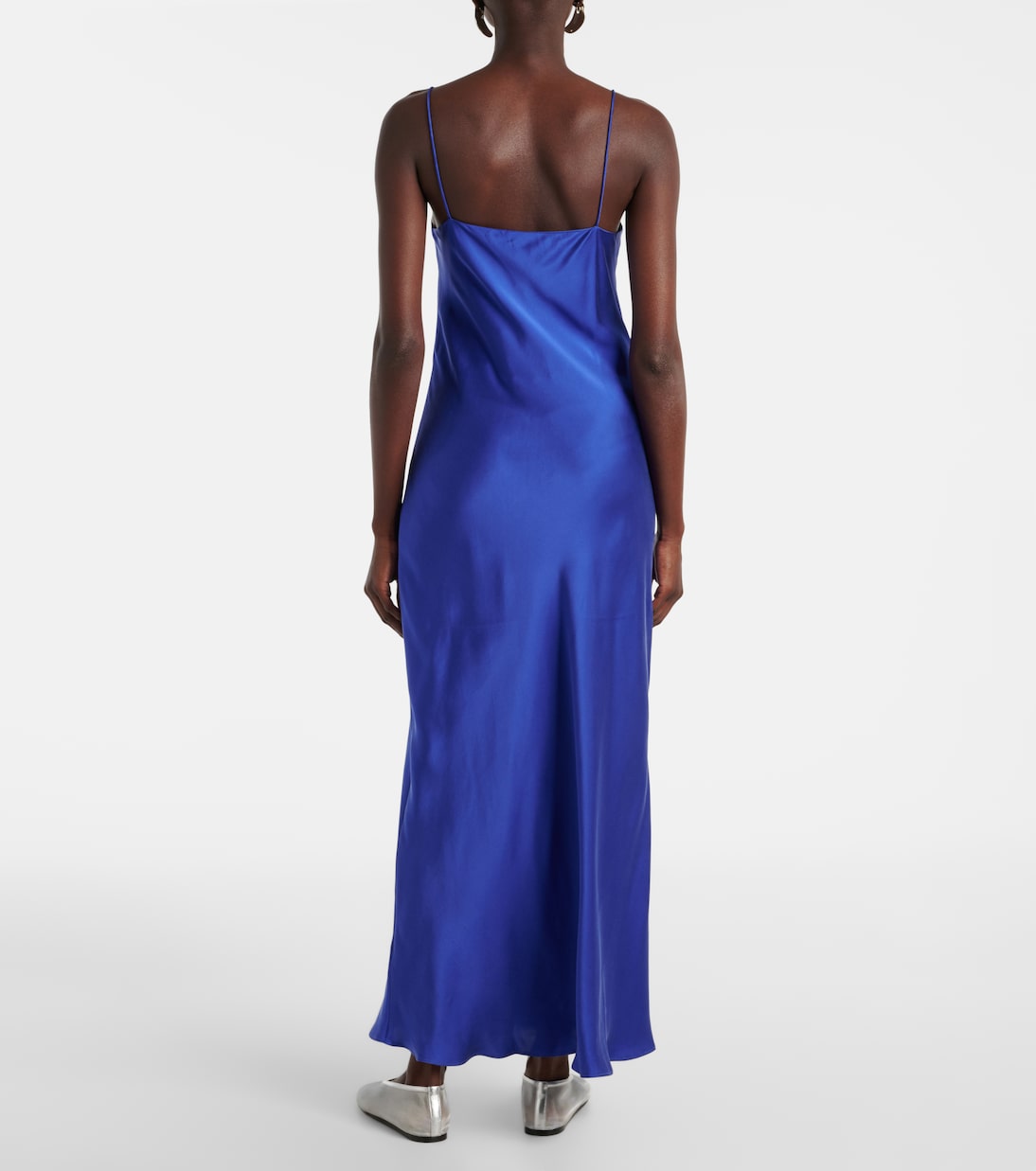 Vestido lencero Lyon de charmeuse de seda en azul - Asceno | Mytheresa