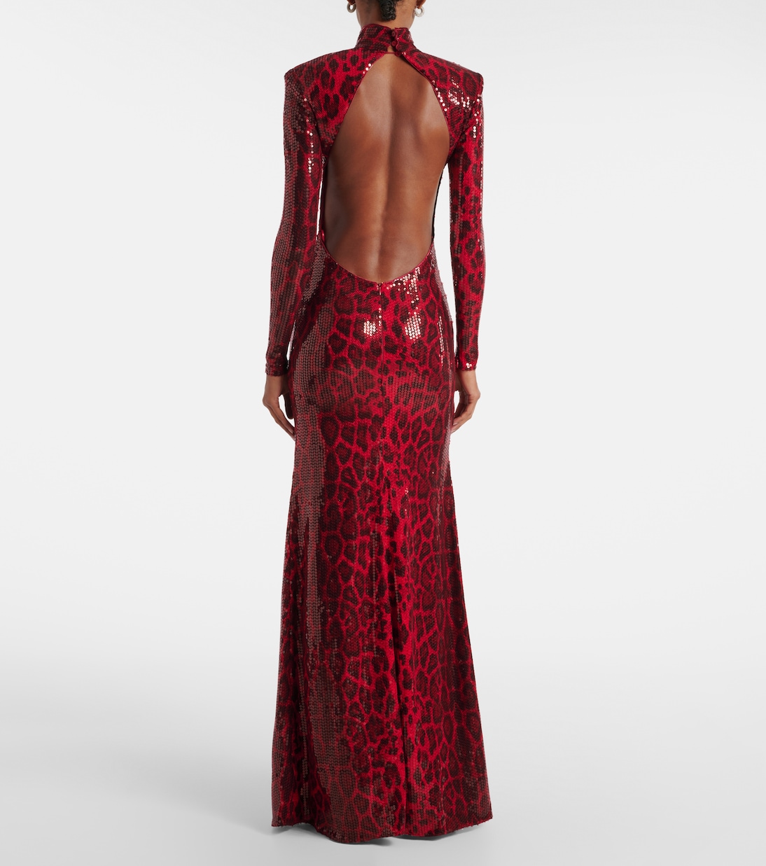 Sequined leopard-print open-back gown in red - The New Arrivals Ilkyaz Ozel | Mytheresa