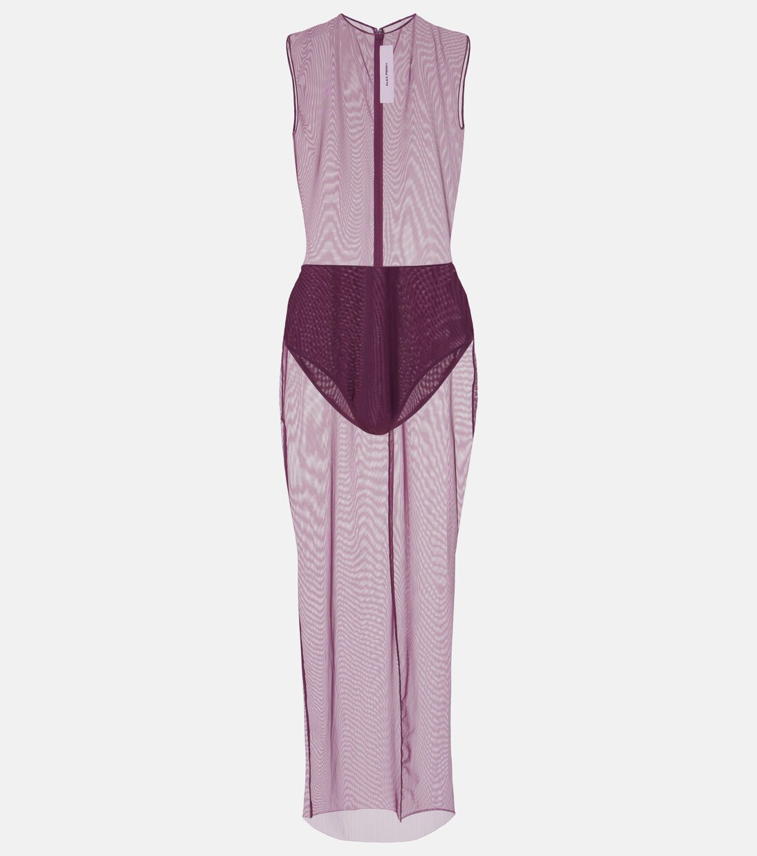 Sheer mesh midi dress in burgundy - Alex Perry | Mytheresa