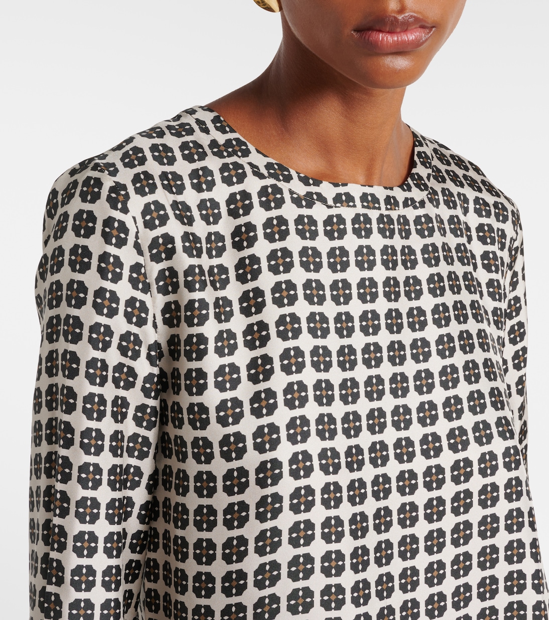 Ribes checked silk top in white - S Max Mara | Mytheresa