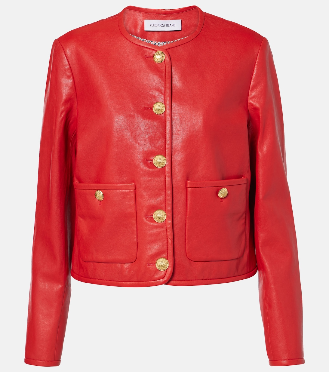 Andrea leather jacket in red - Veronica Beard | Mytheresa