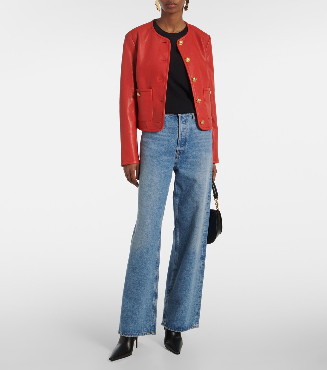 Andrea leather jacket in red - Veronica Beard | Mytheresa