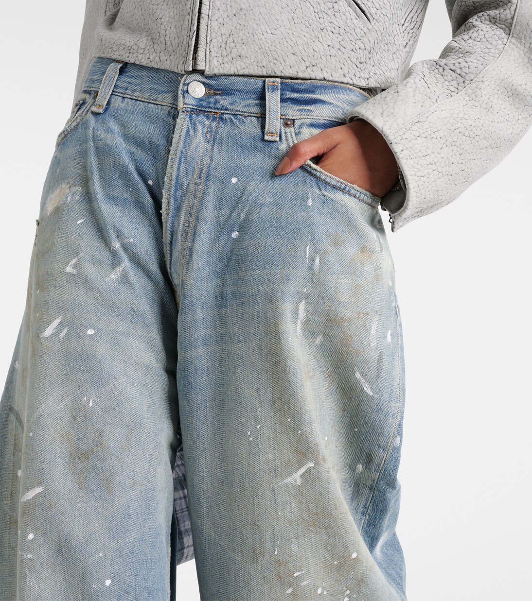 2023F distressed mid-rise wide-leg jeans in blue - Acne Studios | Mytheresa
