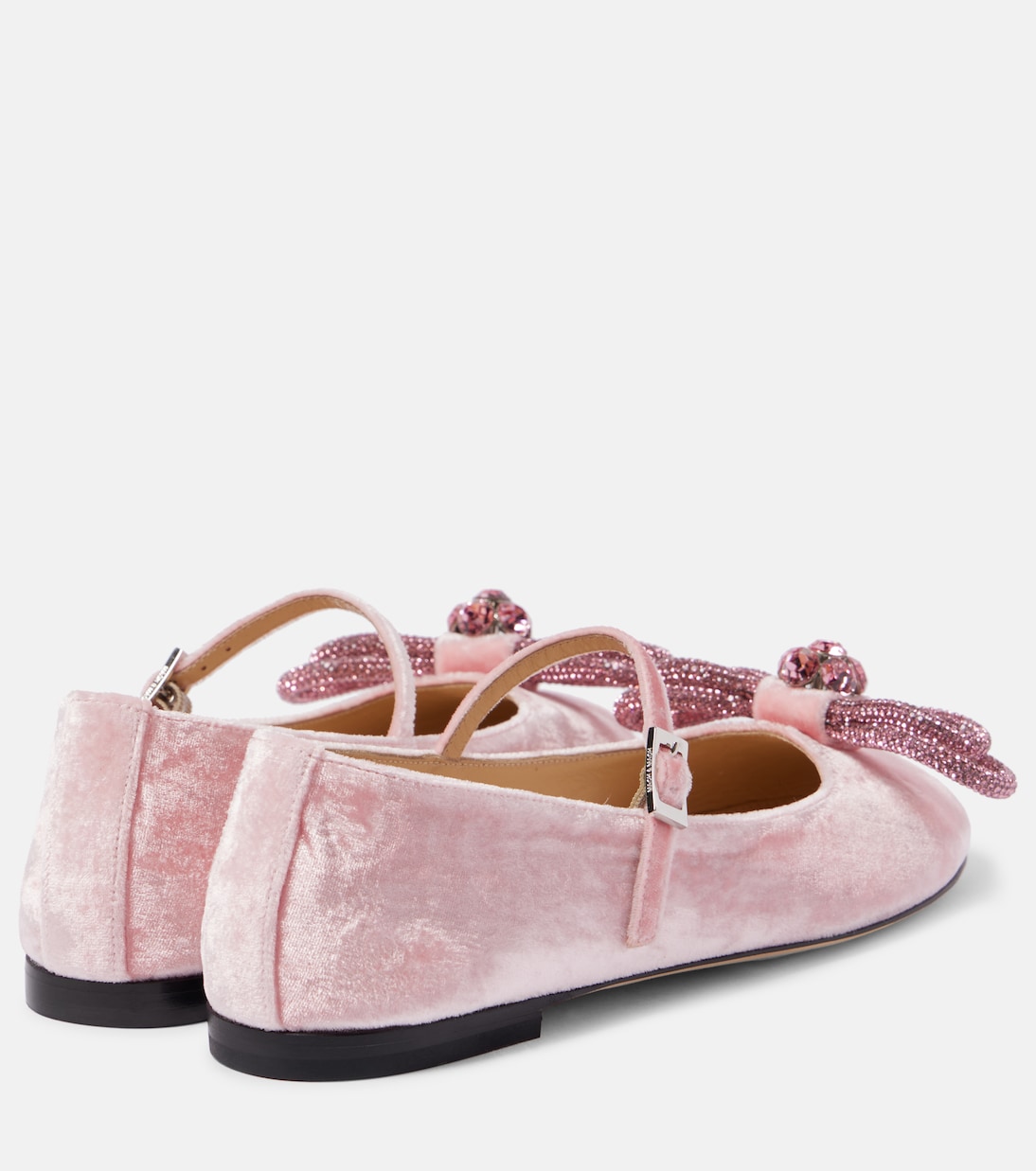 Double Bow velvet ballet flats in pink - Mach Mach | Mytheresa