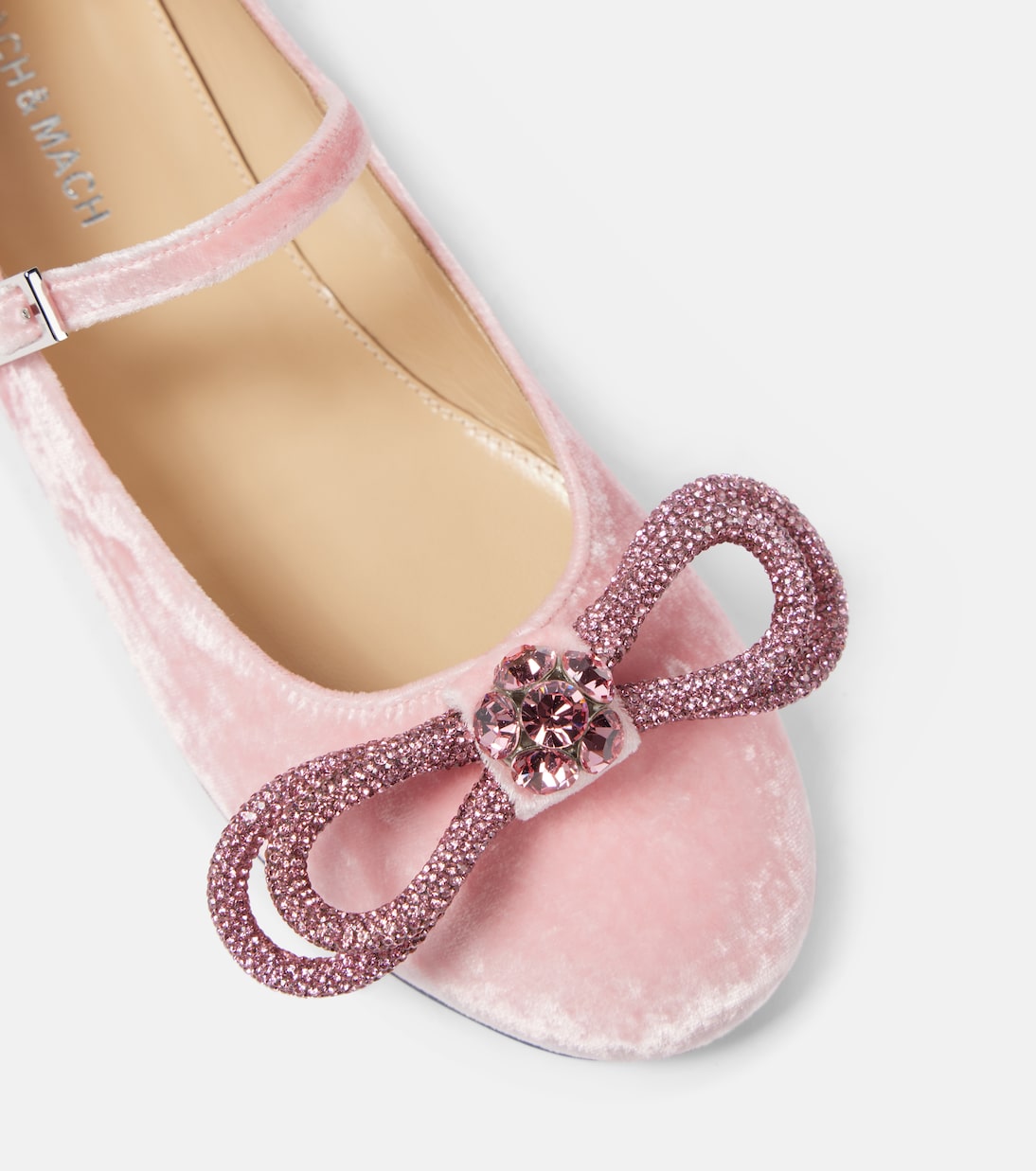 Double Bow velvet ballet flats in pink - Mach Mach | Mytheresa
