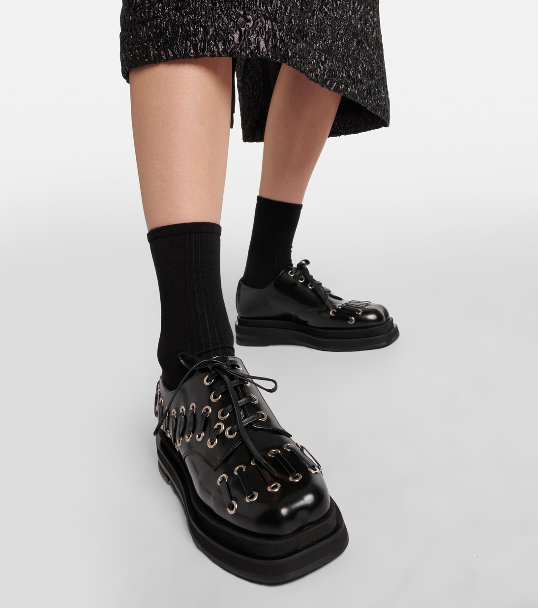 Heart Toe leather platform brogues in black - Simone Rocha | Mytheresa