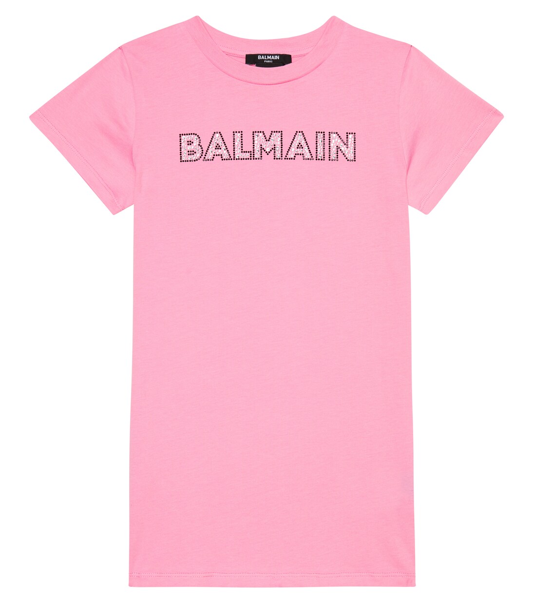 Logo cotton jersey dress in pink - Balmain Kids | Mytheresa
