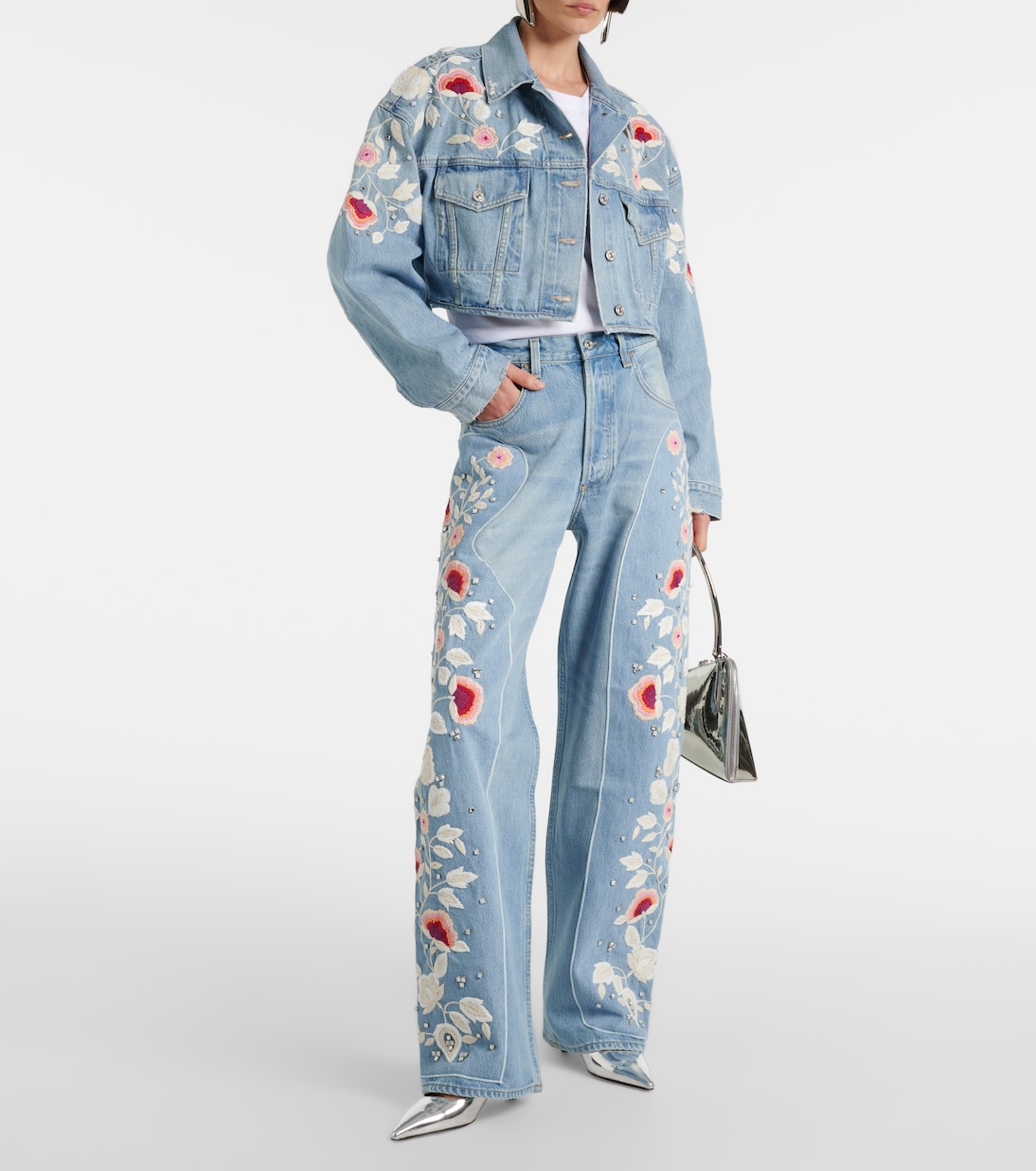 Lena embroidered cropped denim jacket in blue - Citizens Of Humanity ...