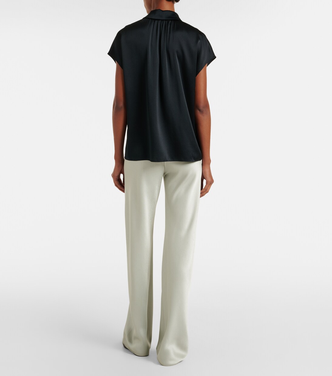 Ruched silk satin top in black - Vince | Mytheresa