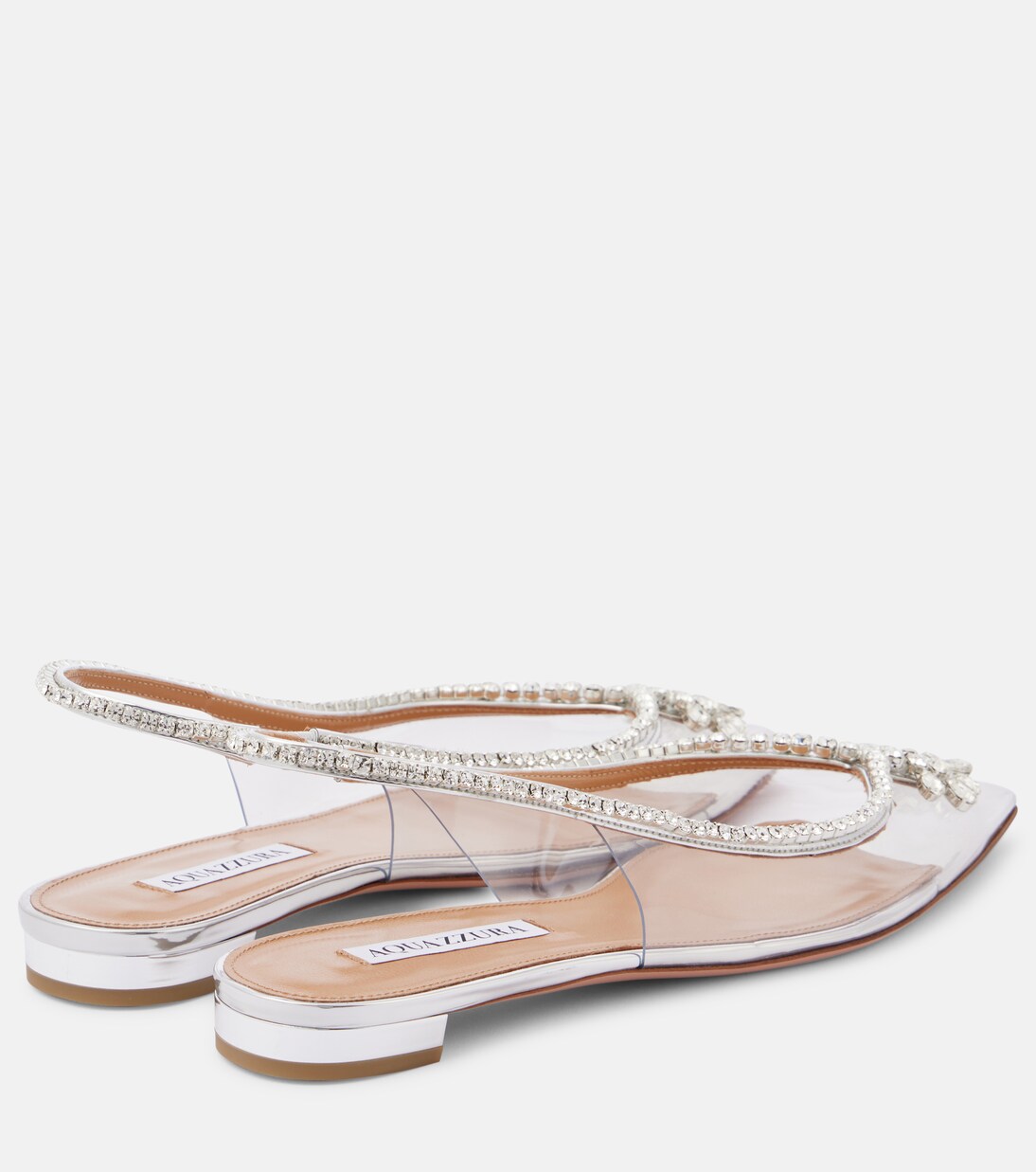 Seduction crystal-embellished PVC slingback flats in silver - Aquazzura ...