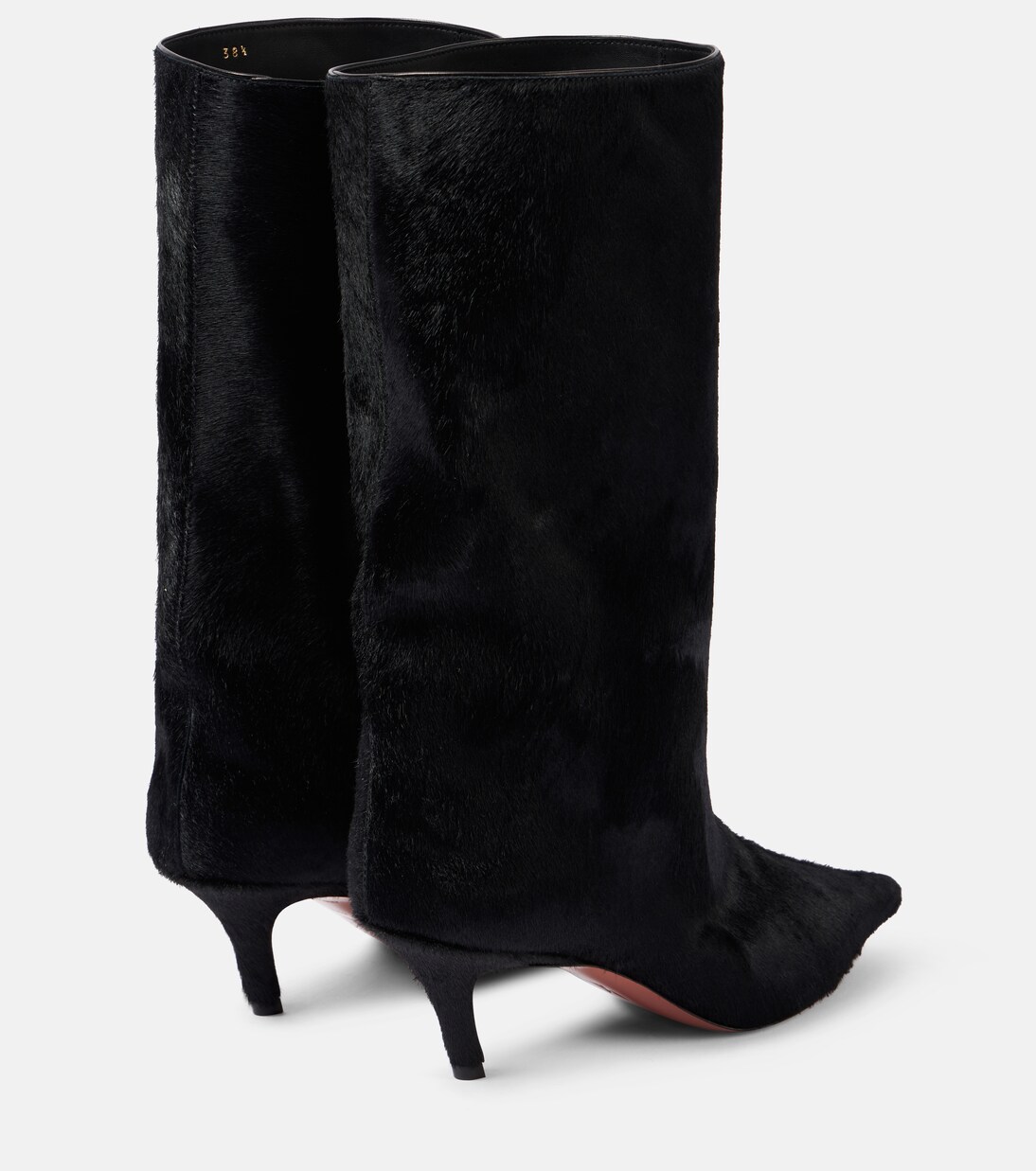Fiona 60 calf hair knee-high boots in black - Amina Muaddi | Mytheresa