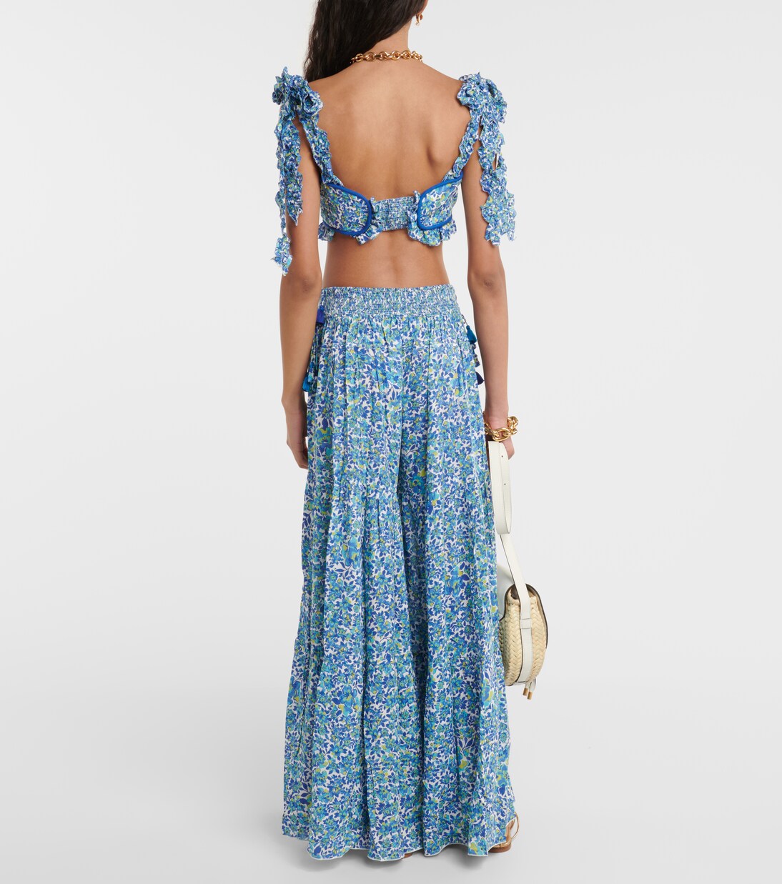 Ariane floral crop top in blue - Poupette St Barth | Mytheresa
