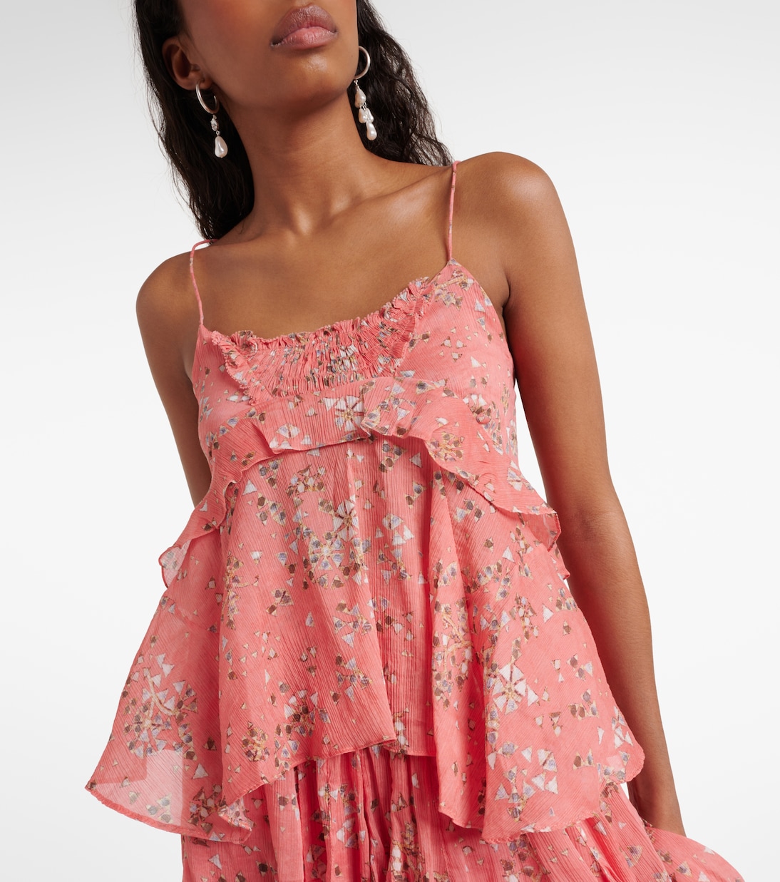 Anissa floral cotton and silk tank top in pink - Isabel Marant | Mytheresa