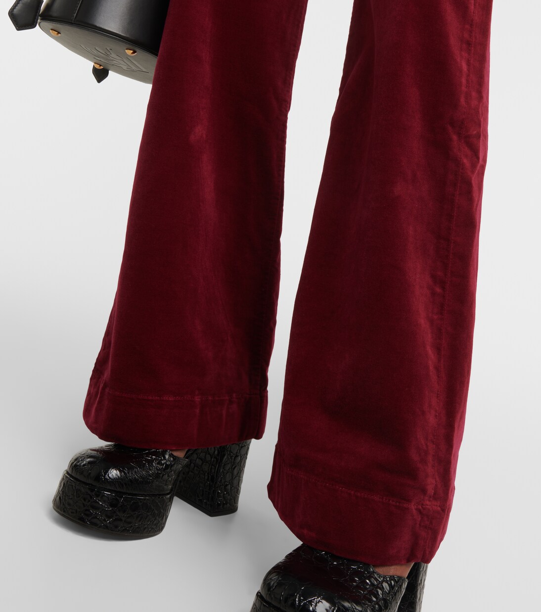 High-rise velvet flared pants in red - 7 For All Mankind | Mytheresa