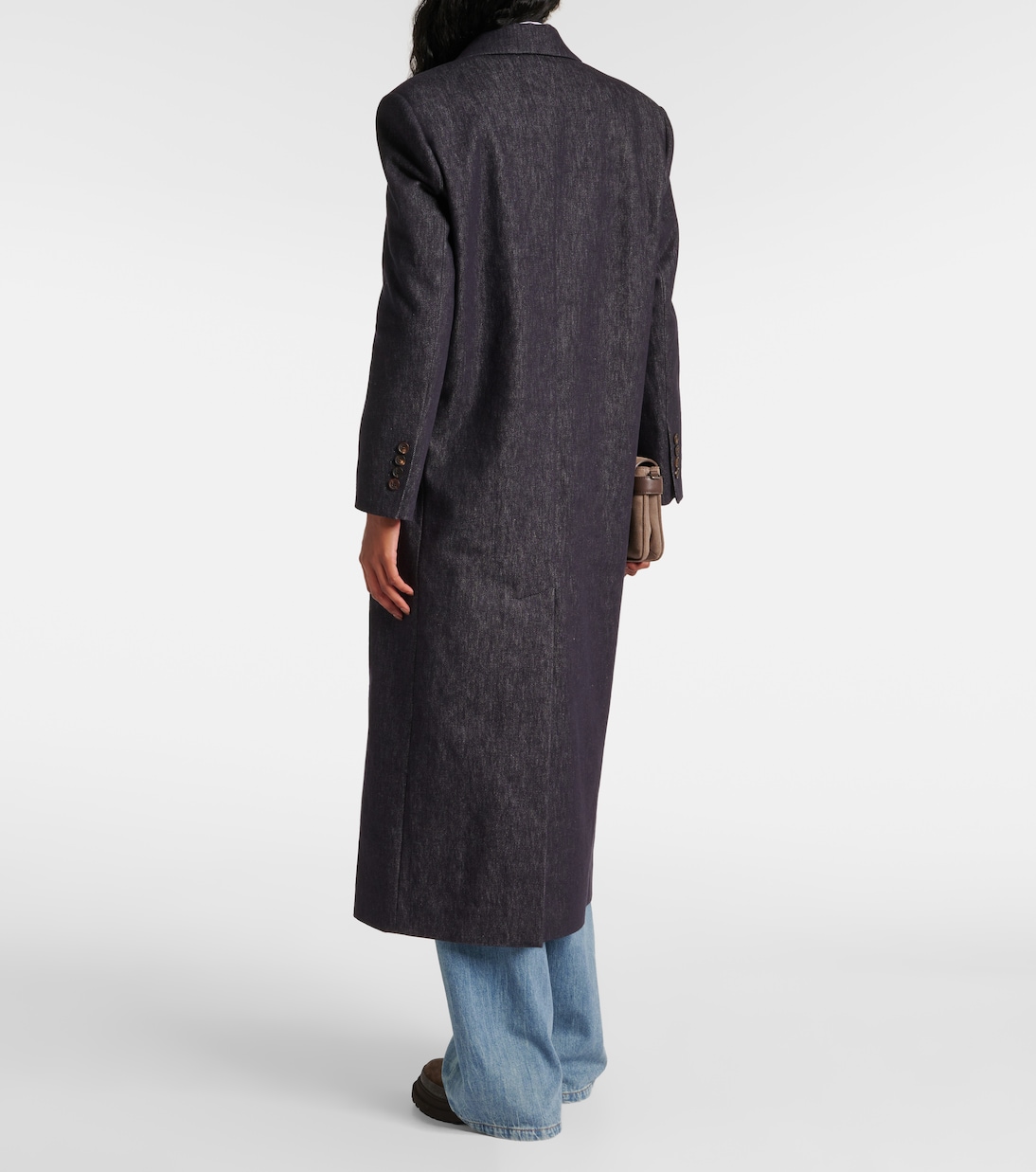Double-breasted cotton overcoat in blue - Brunello Cucinelli | Mytheresa