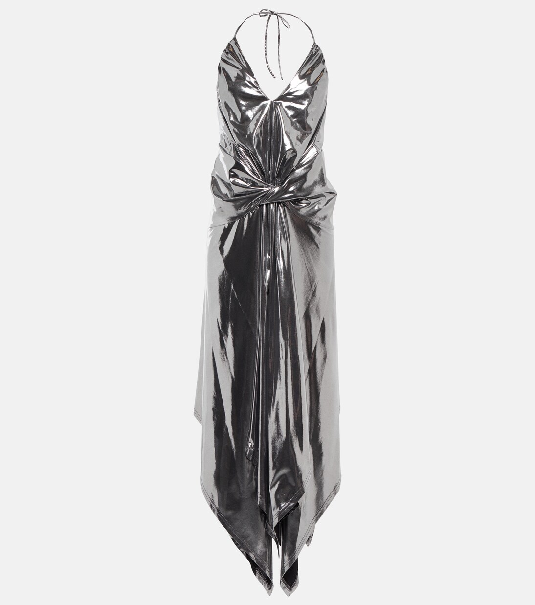 Halterneck metallic midi dress in metallic - Alexandre Vauthier | Mytheresa