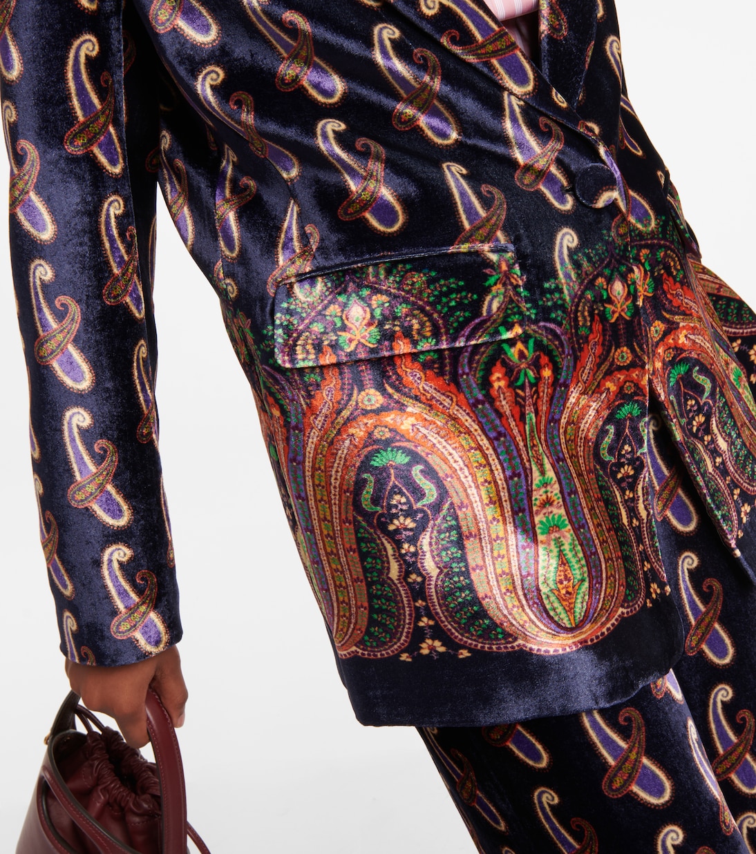 Paisley single-breasted velvet blazer in blue - Etro | Mytheresa