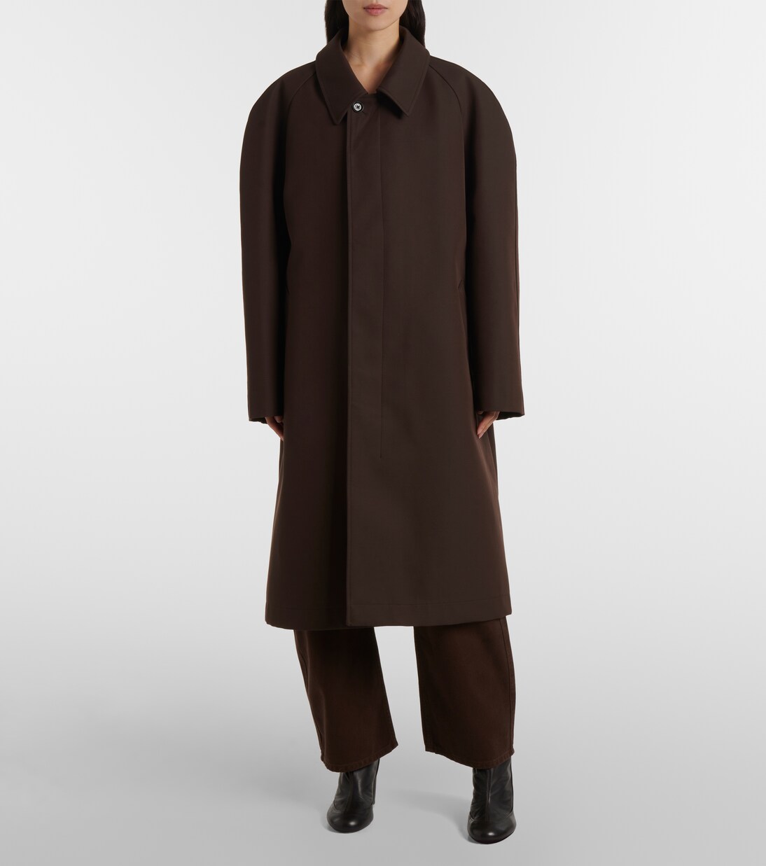Wool and cotton-blend coat in brown - Lemaire | Mytheresa