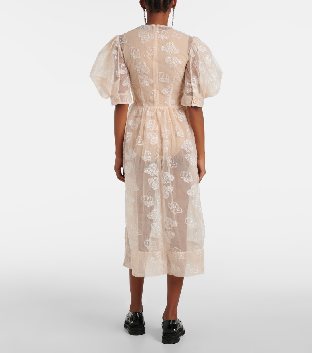 Embroidered midi dress in beige - Simone Rocha | Mytheresa