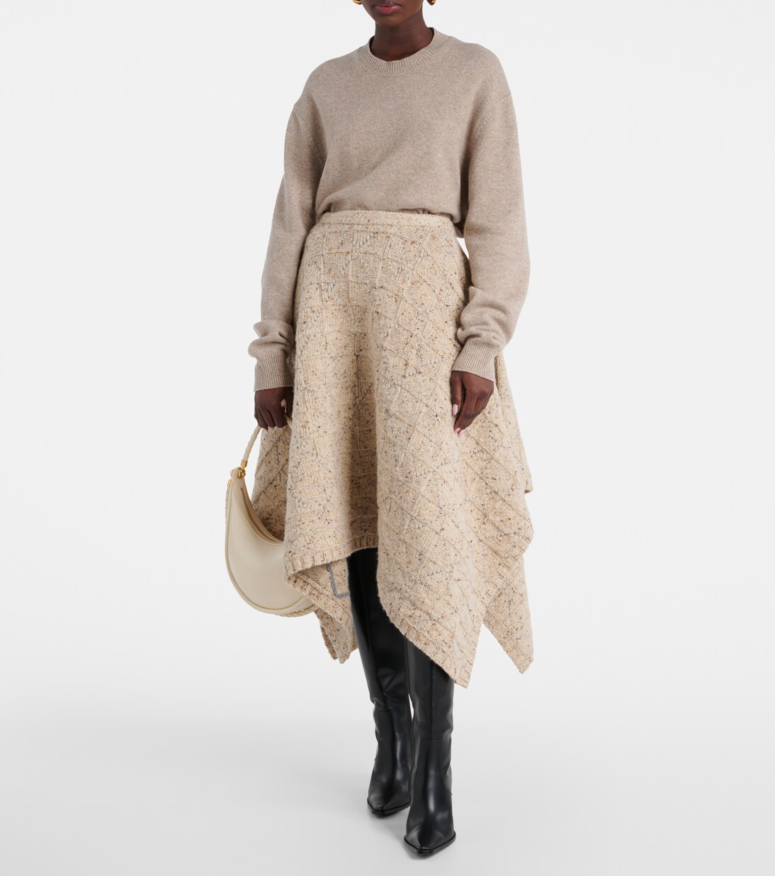 Hula Hoop leather shoulder bag in beige - Bottega Veneta | Mytheresa