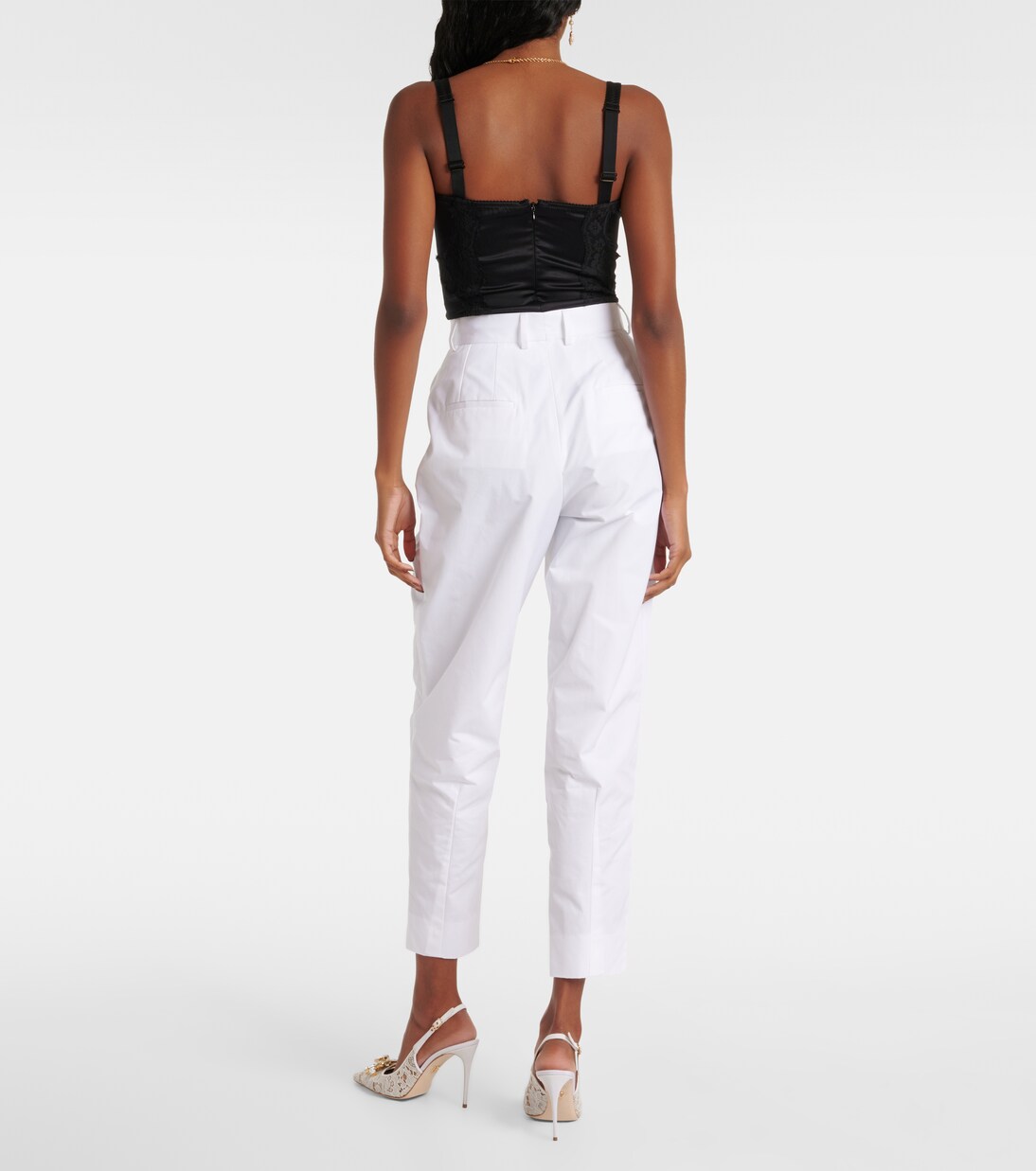 High-rise cotton straight pants in white - Dolce Gabbana | Mytheresa