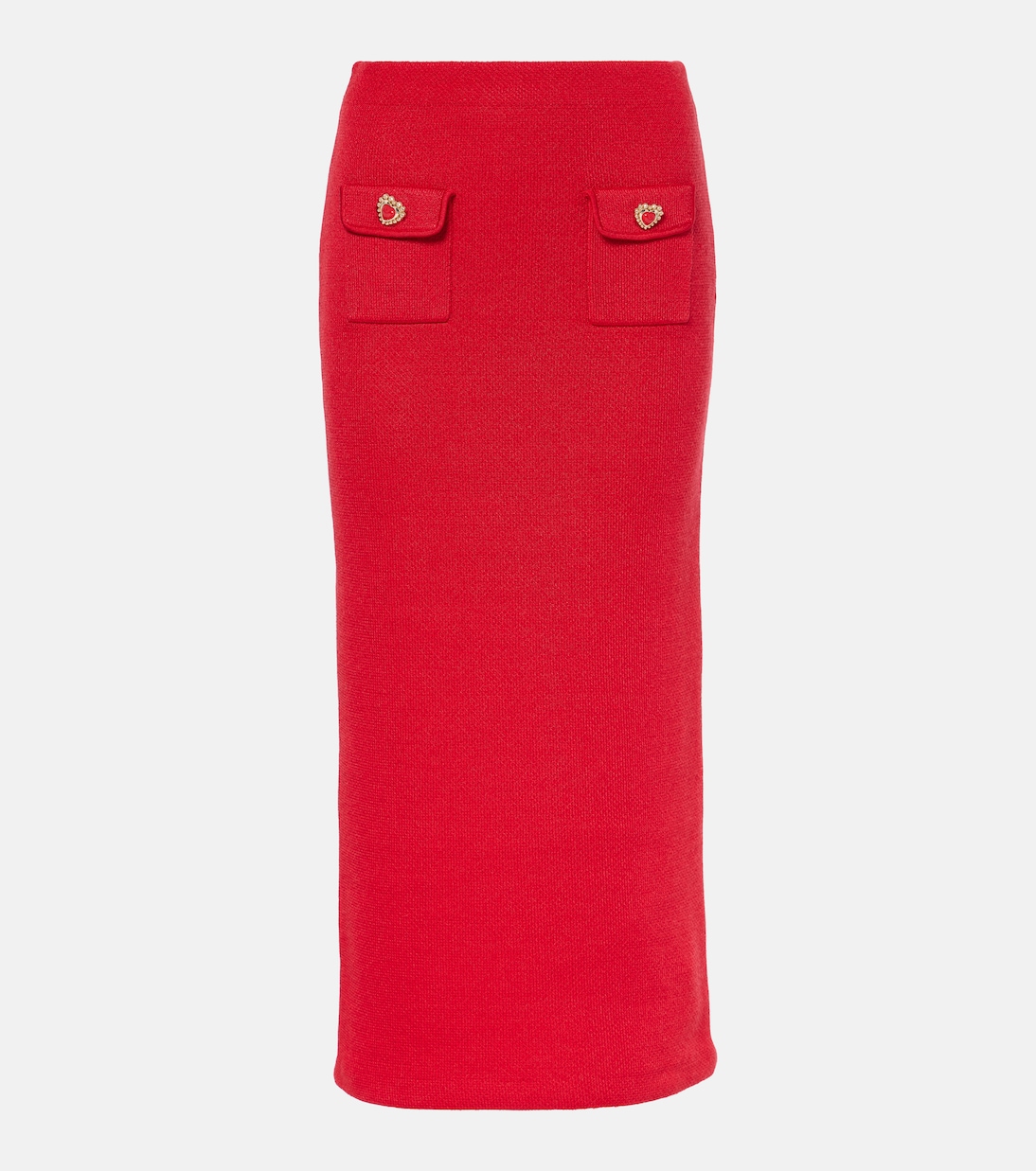 Embellished knitted midi skirt in red - Self Portrait | Mytheresa