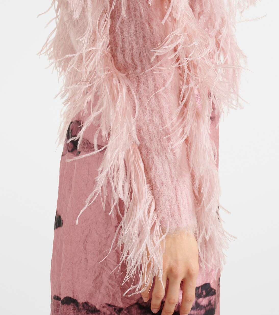 Feather-trimmed shearling-blend cardigan in pink - Erdem | Mytheresa