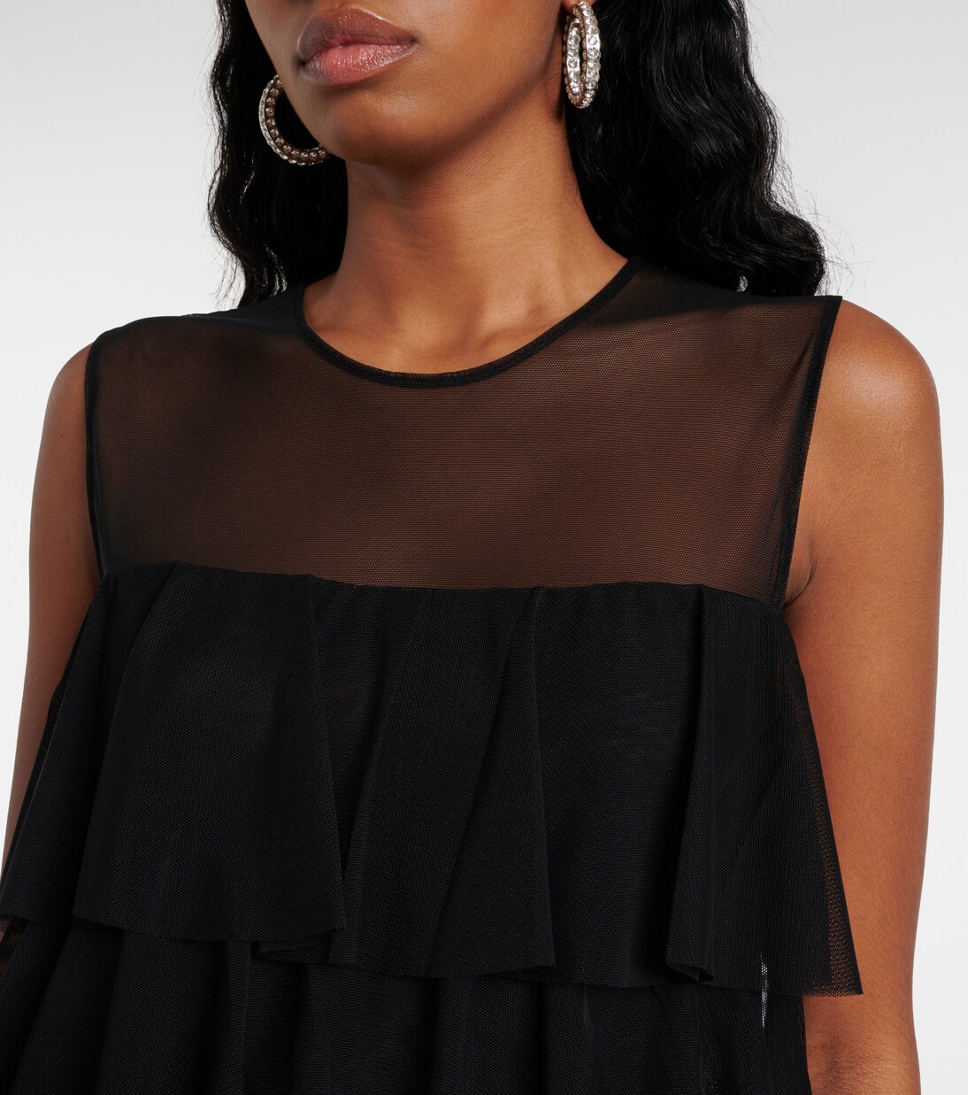 Ruffled semi-sheer gown in black - Norma Kamali | Mytheresa