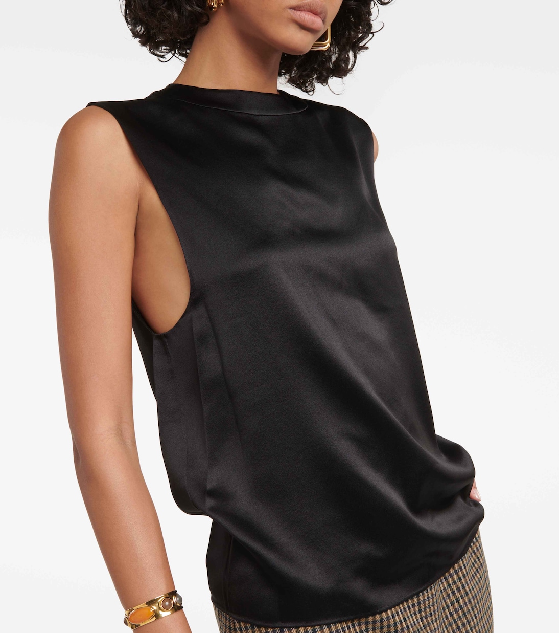 Silk satin top in black - Saint Laurent | Mytheresa