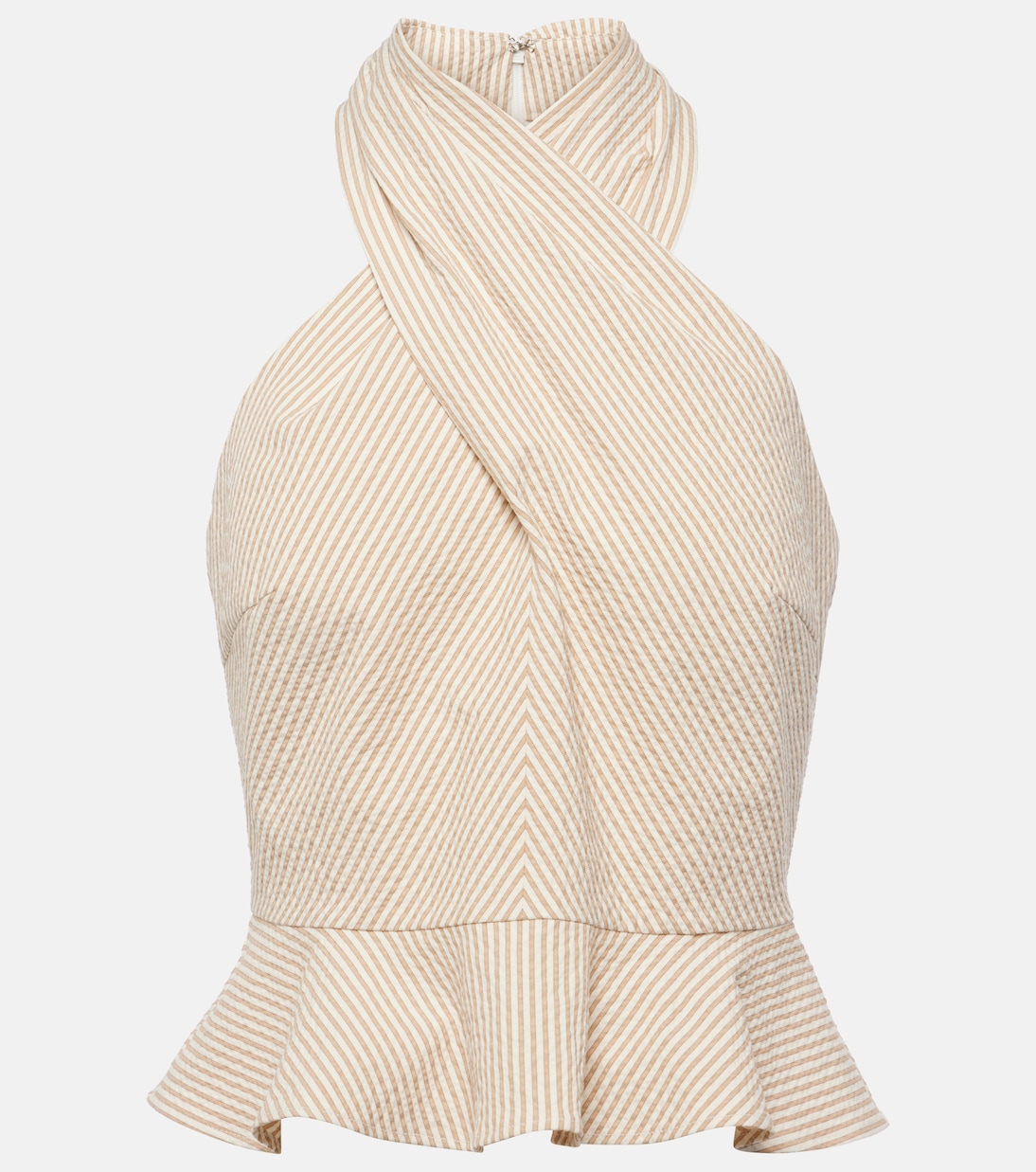 Drey halterneck cotton seersucker top in multicoloured - Veronica Beard ...