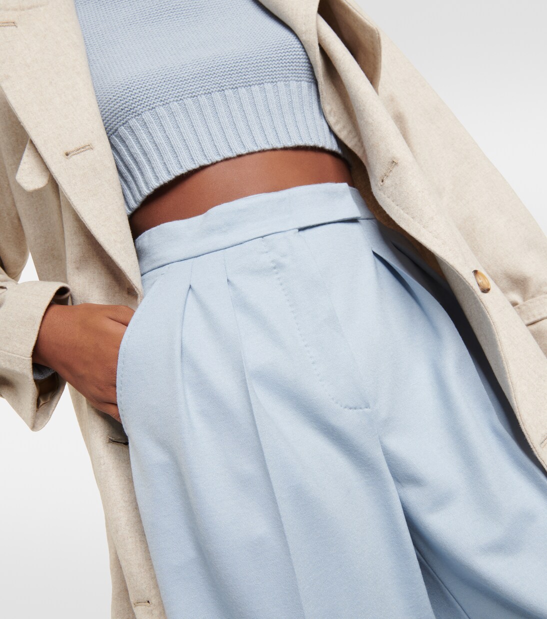 Faraday virgin wool wide-leg pants in blue - Max Mara | Mytheresa