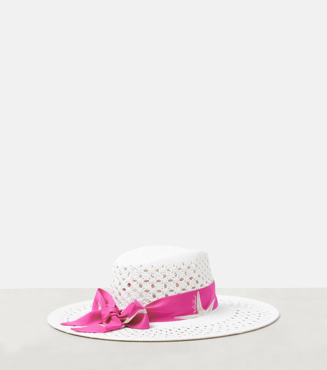 Printed raffia sun hat in white - Valentino | Mytheresa