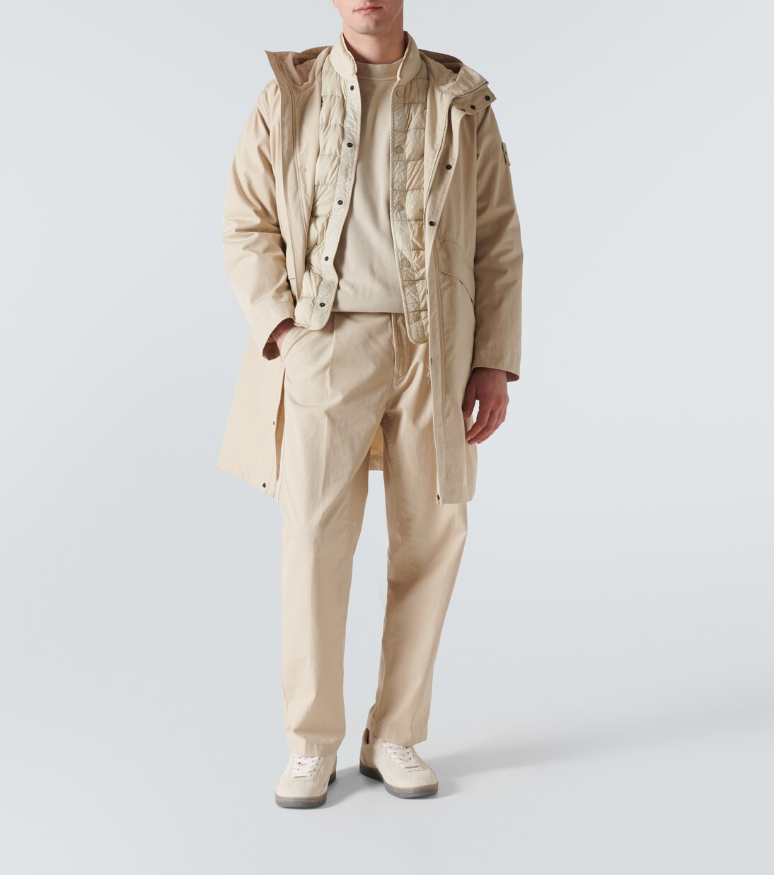 베이지 Ghost Compass 코튼 개버딘 다운 재킷 - Stone Island | Mytheresa