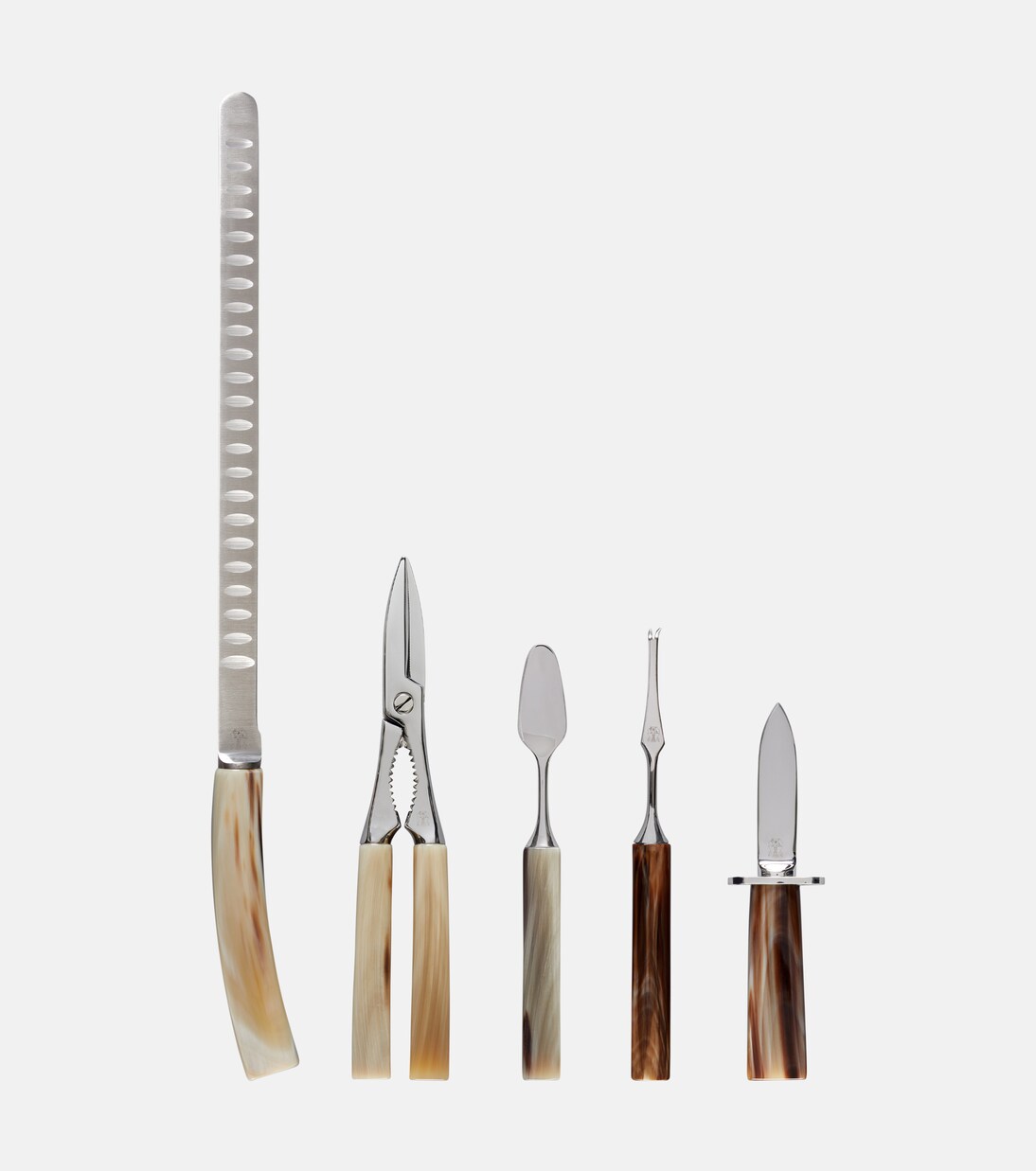 Horn and stainless steel cutlery set for crudités in beige - Brunello ...