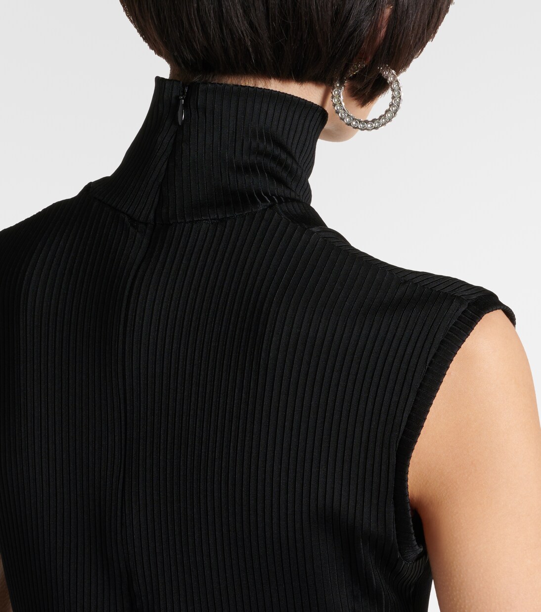 Star Stud ribbed-knit crop top in black - Area | Mytheresa