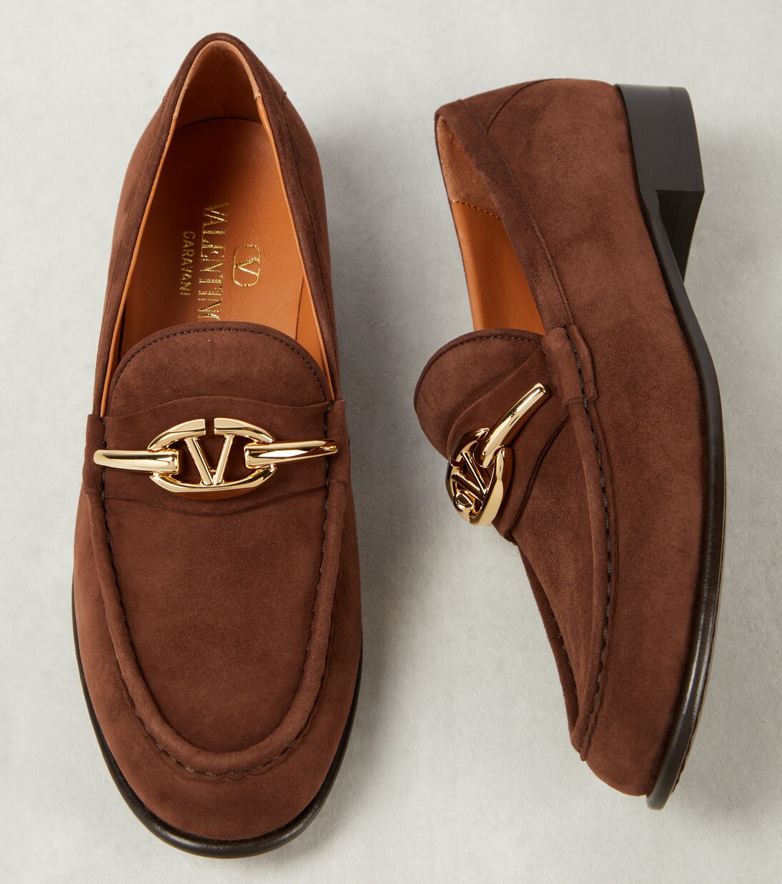 VLogo Gate suede loafers in brown - Valentino Garavani | Mytheresa